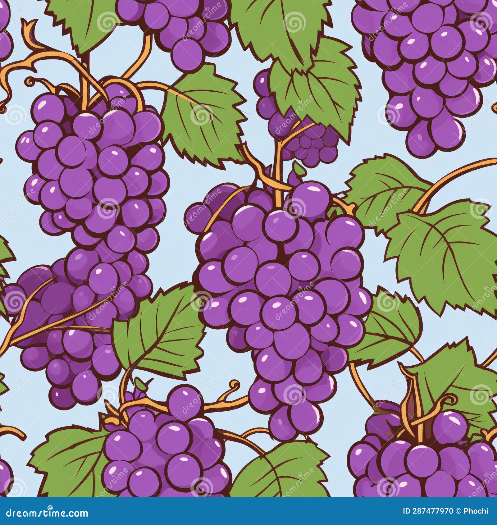 .Seamless Purple Grape Pattern Illustration Stock Illustration ...