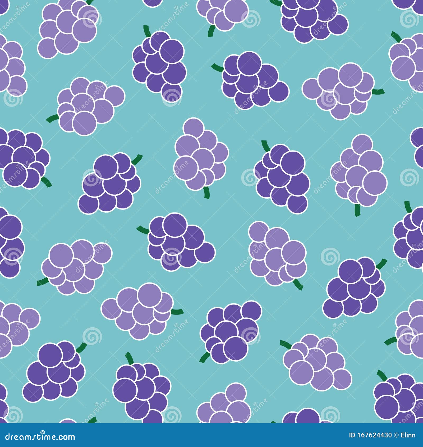 Seamless Purple Grapes Pattern on Blue Background Stock Illustration ...
