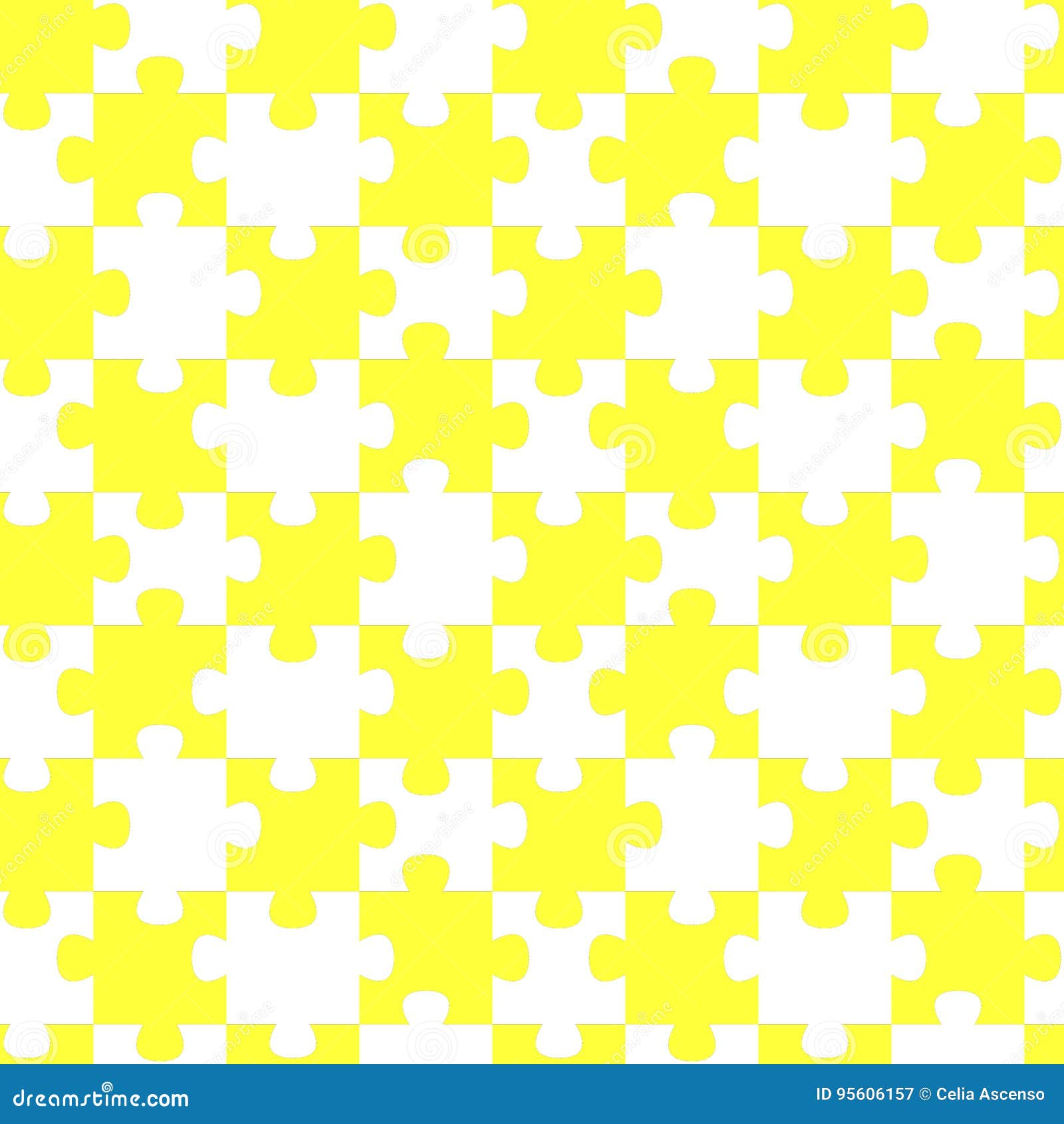 Seamless Puzzle Pieces Yellow Jigsaw Pattern Stock Illustration ...