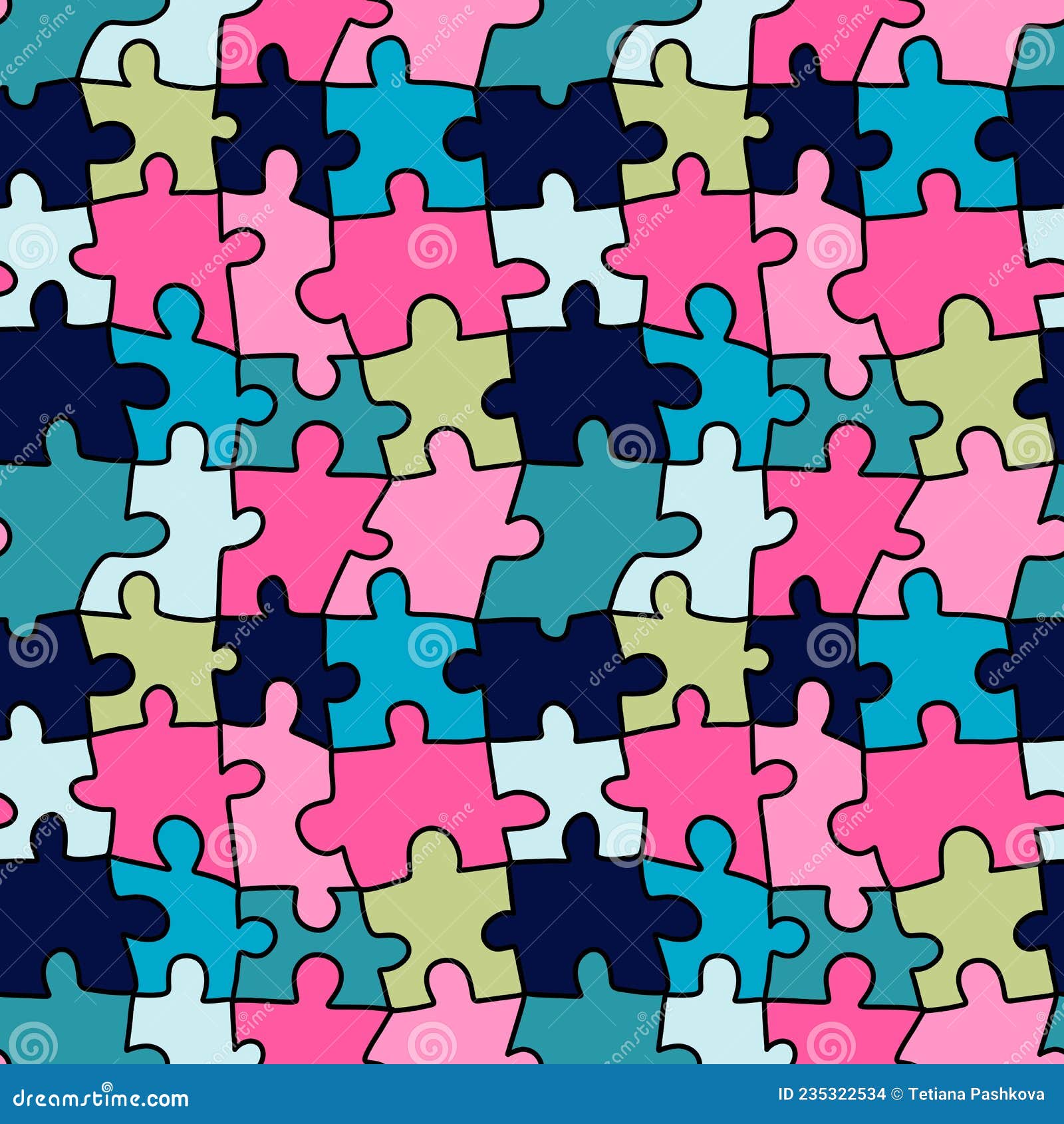 Seamless Puzzles Pattern for Packaging and Posters and Postcard and ...