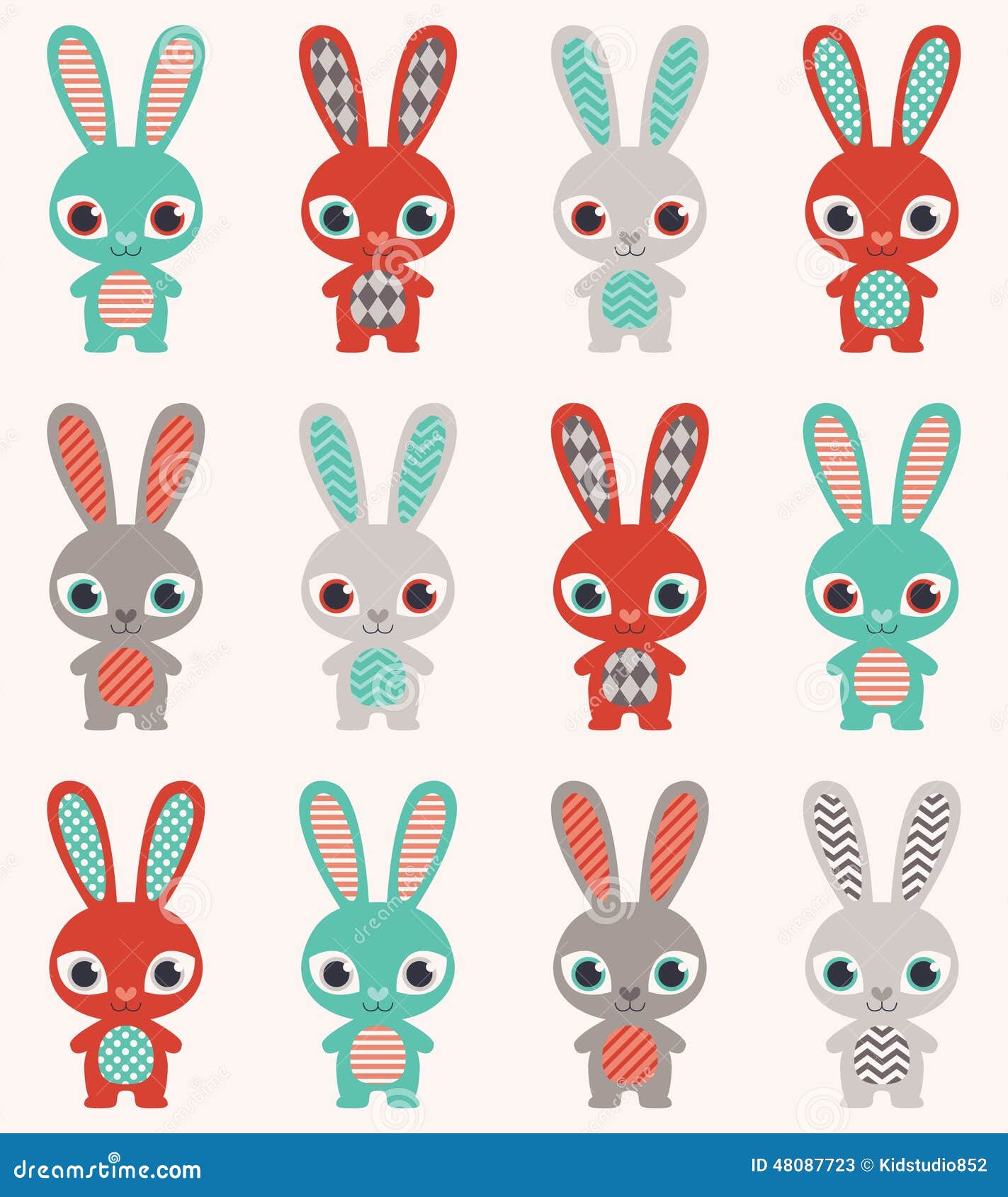 Seamless Rabbit Pattern Cartoon Vector | CartoonDealer.com #48087723