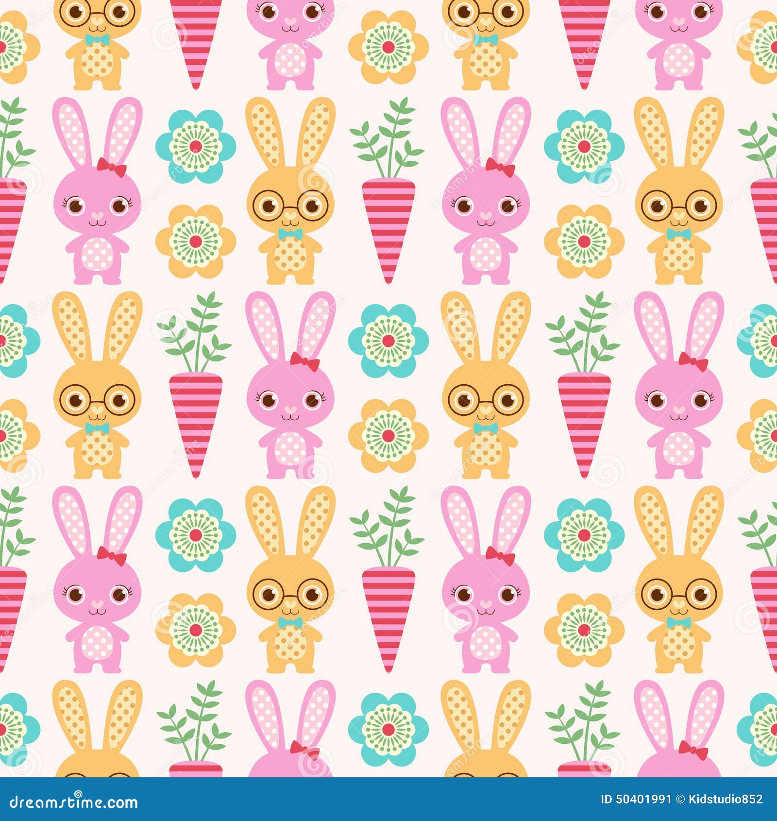 Seamless rabbit pattern stock vector. Illustration of isolated - 50401991