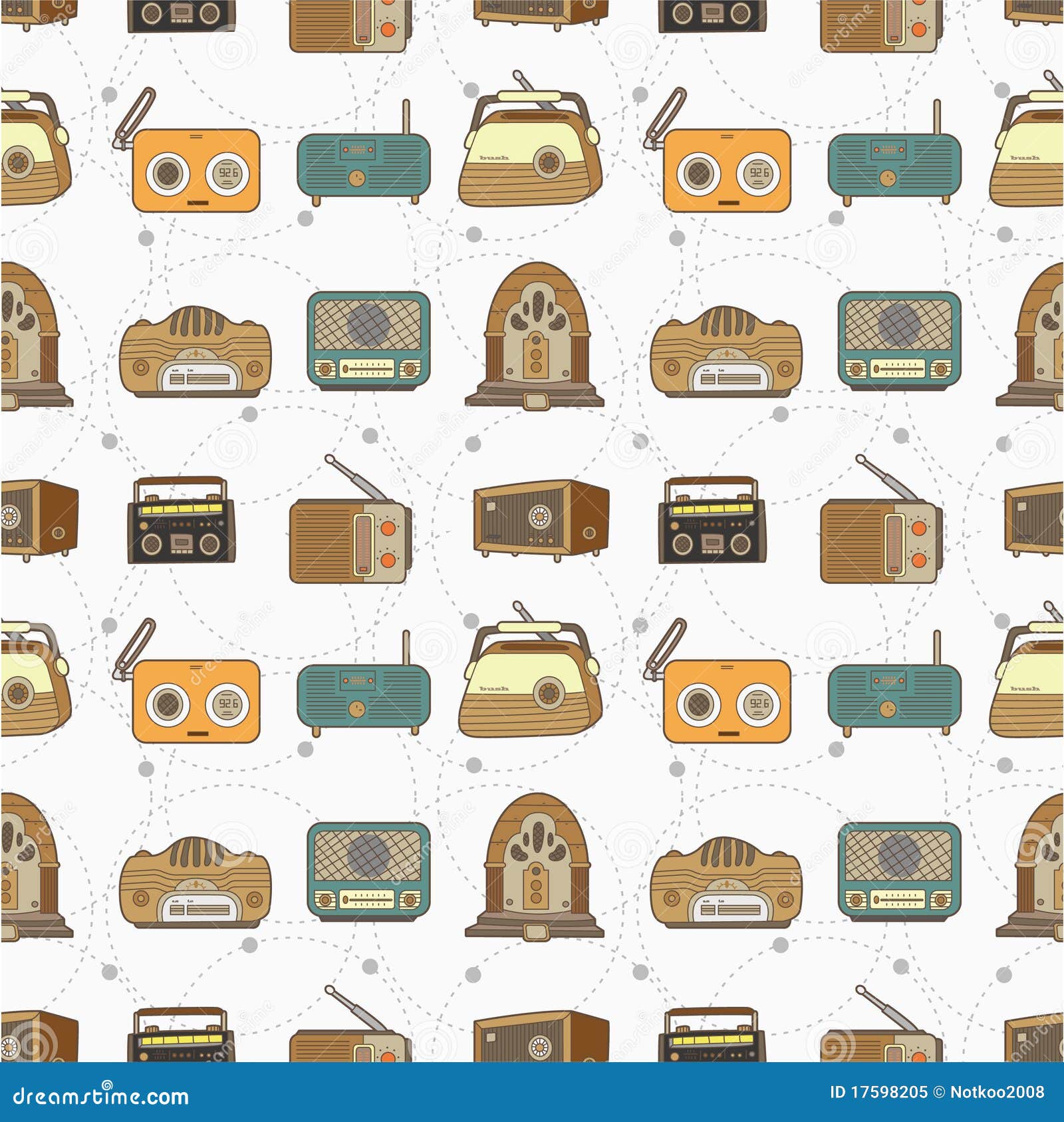 Seamless radio pattern stock vector. Illustration of media - 17598205