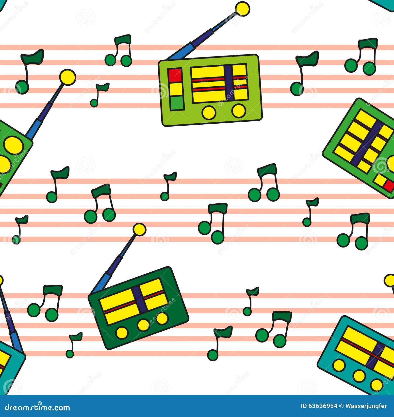 Seamless radio pattern stock vector. Illustration of symbol - 63636954