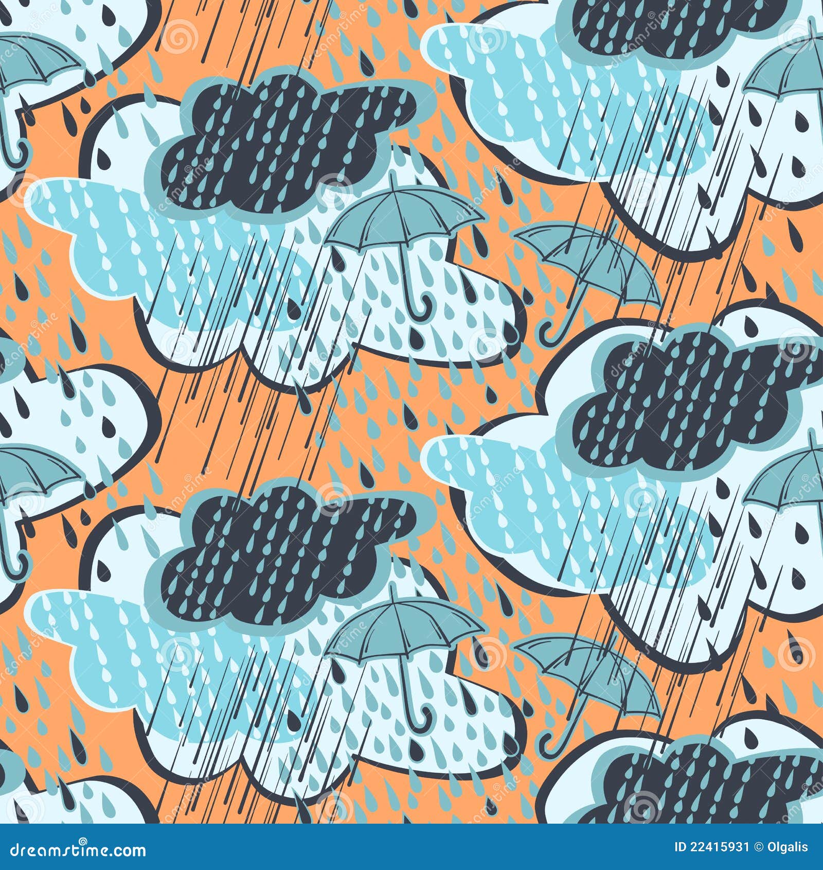 Seamless rain pattern stock vector. Illustration of liquid - 22415931