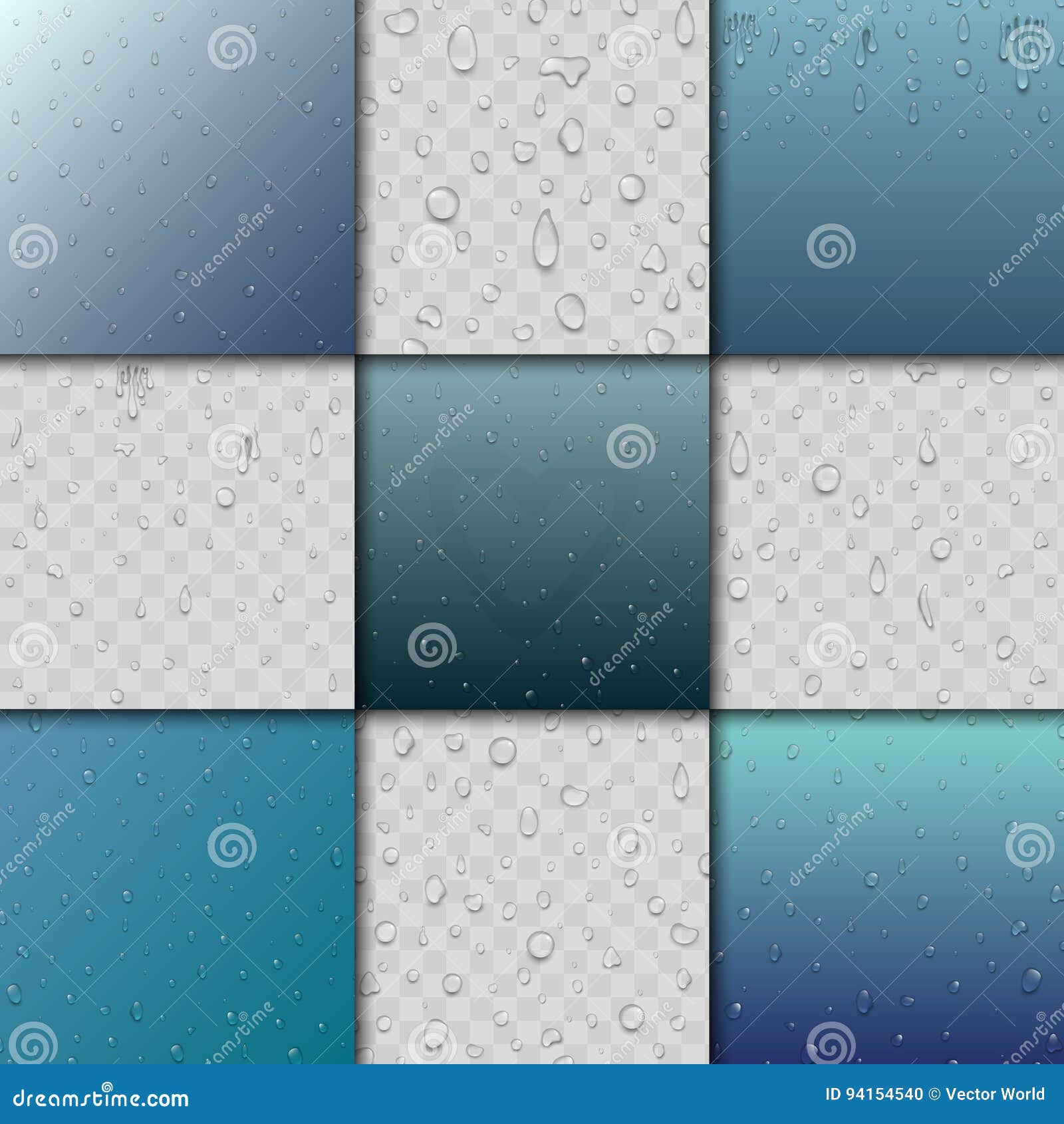 Seamless Rain Water Drops and Splash Pattern Background Vector Blue ...