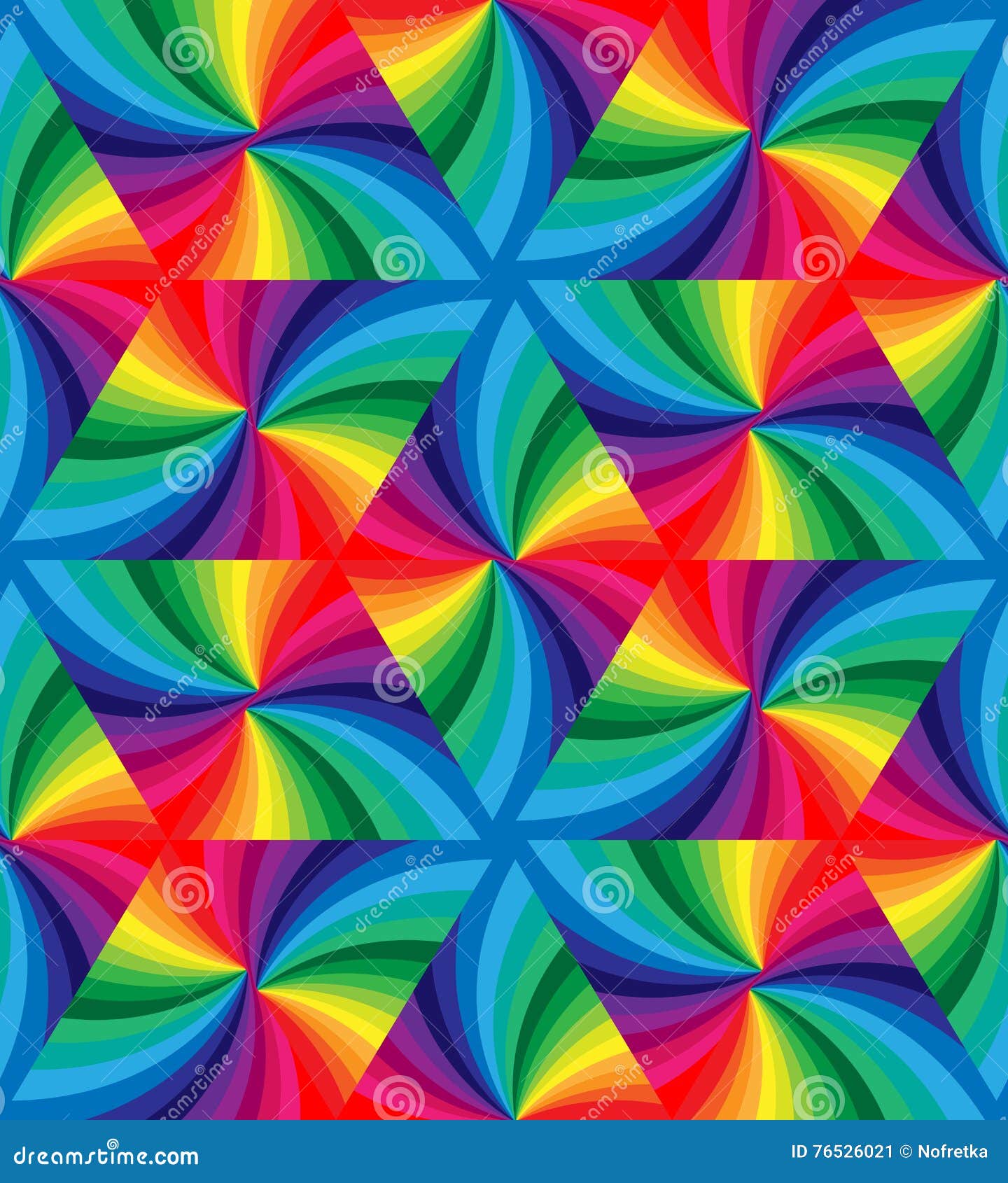 Seamless Rainbow Colored Wavy Triangles Pattern. Geometric Abstract ...