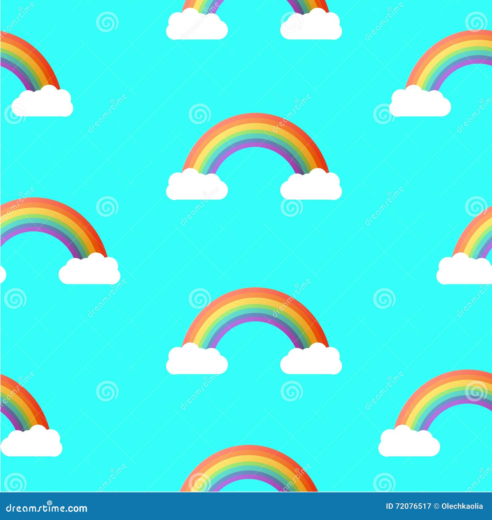 Seamless Rainbow and Sky Pattern. Vector Background Stock Vector ...