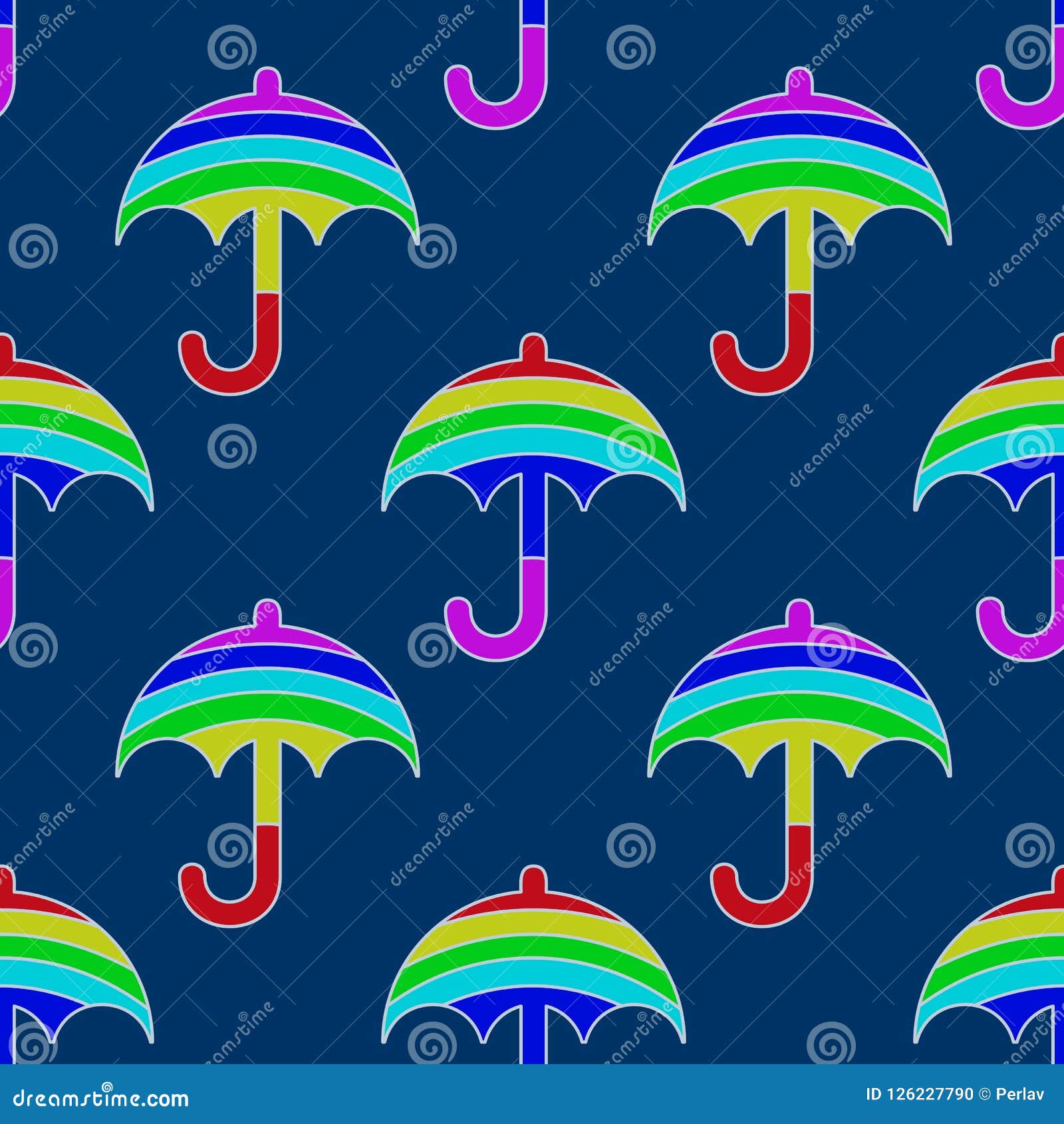Seamless Rainbow Umbrella Pattern Stock Vector - Illustration of design ...