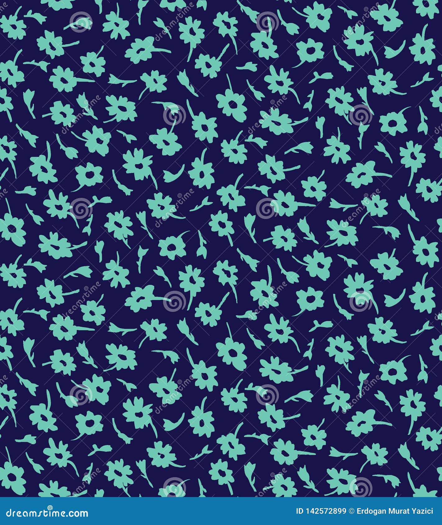 Seamless and Random Green Tiny Flowers Pattern. Stock Illustration ...