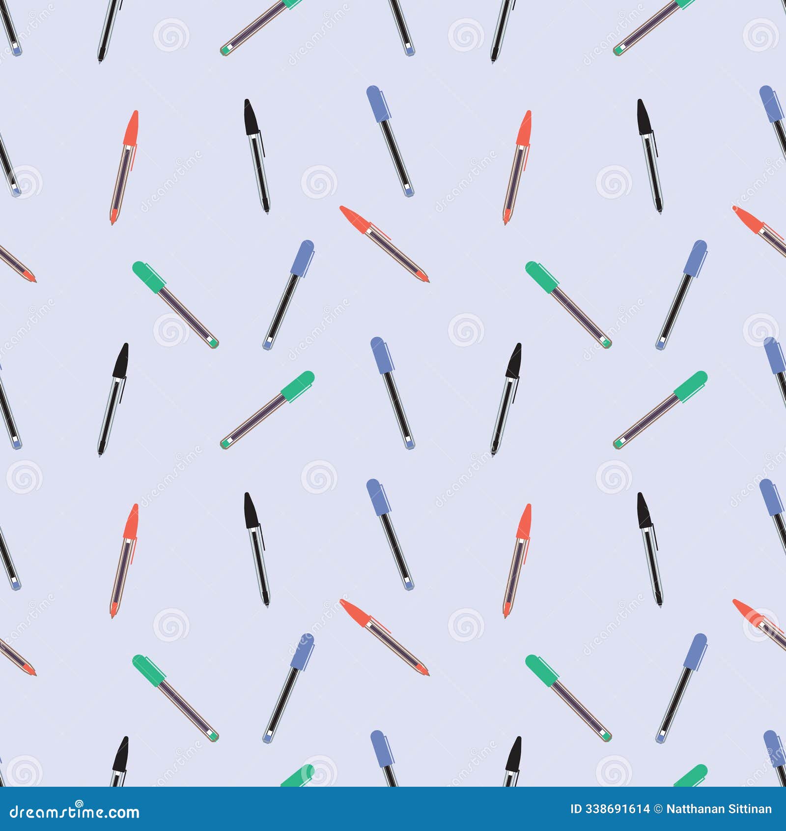 A Seamless Random Pattern of Ballpen on a Blue Background in a School ...