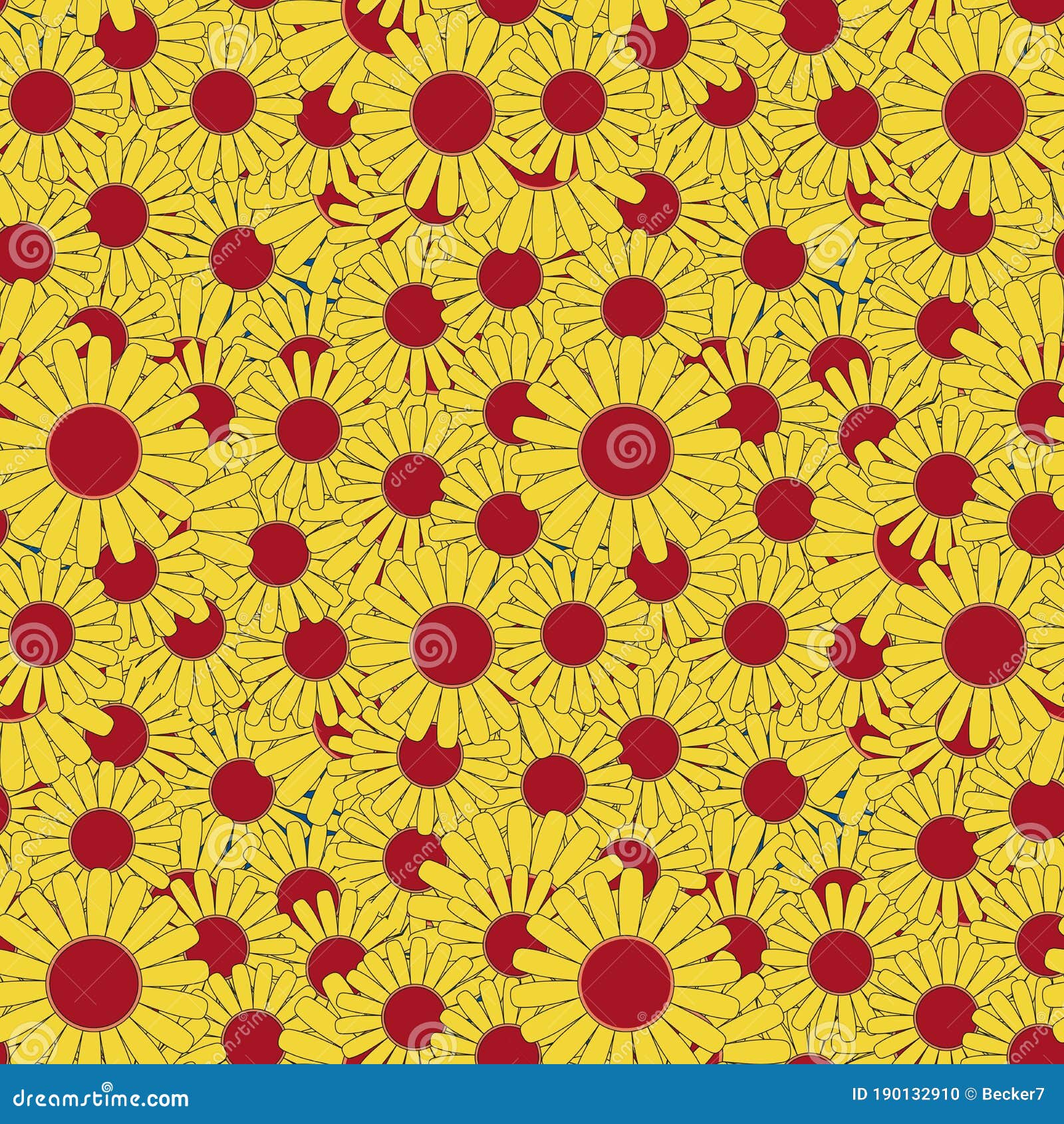Seamless Randomly Arranged Abstract Flowers Pattern. Vector ...