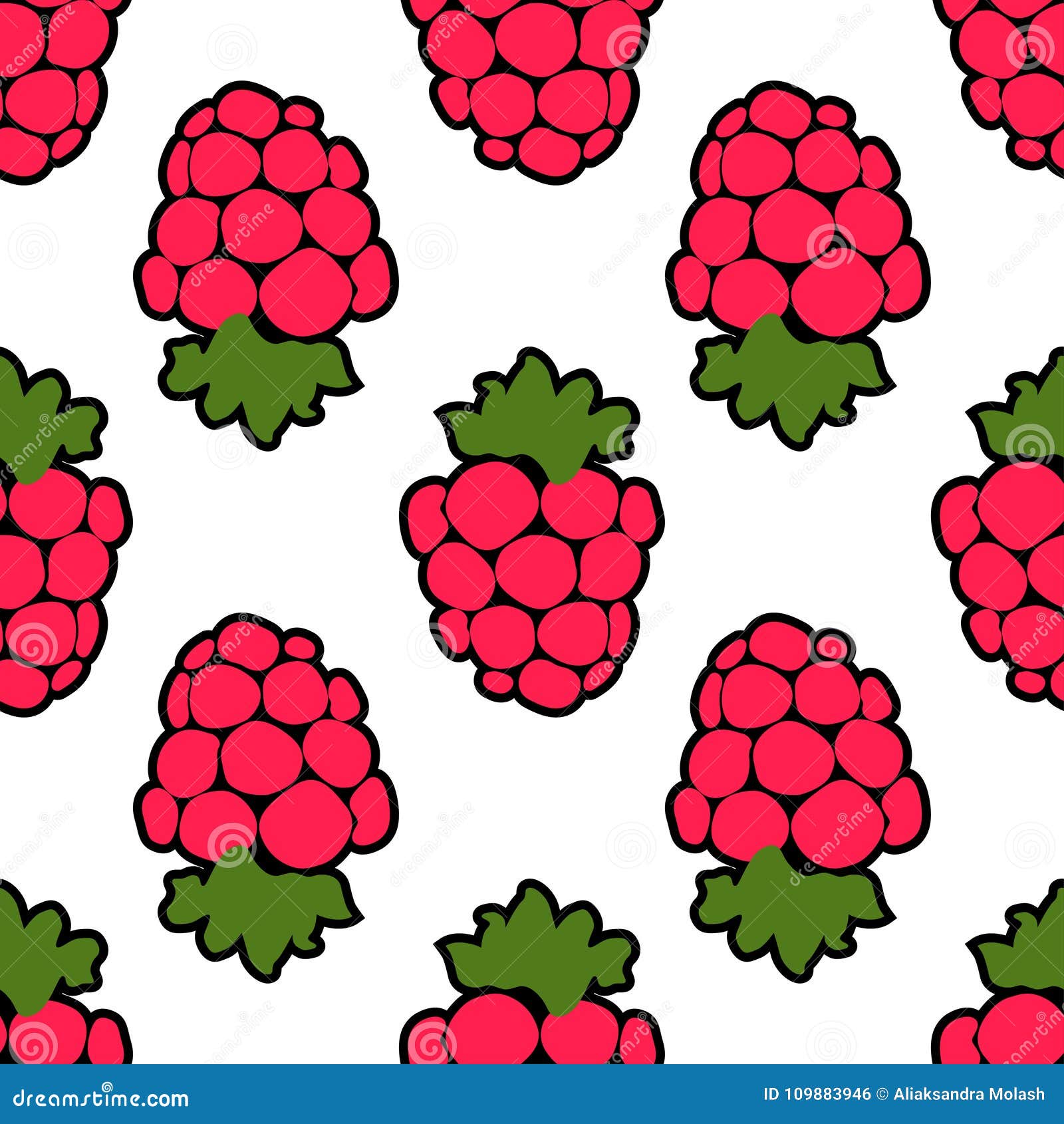 Seamless Raspberry Background White Pink Pattern Vector Illustration ...