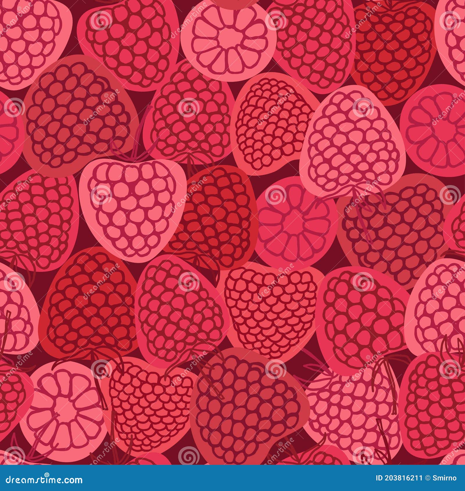 Seamless Raspberry Pattern, Vector Wallpaper Stock Vector ...