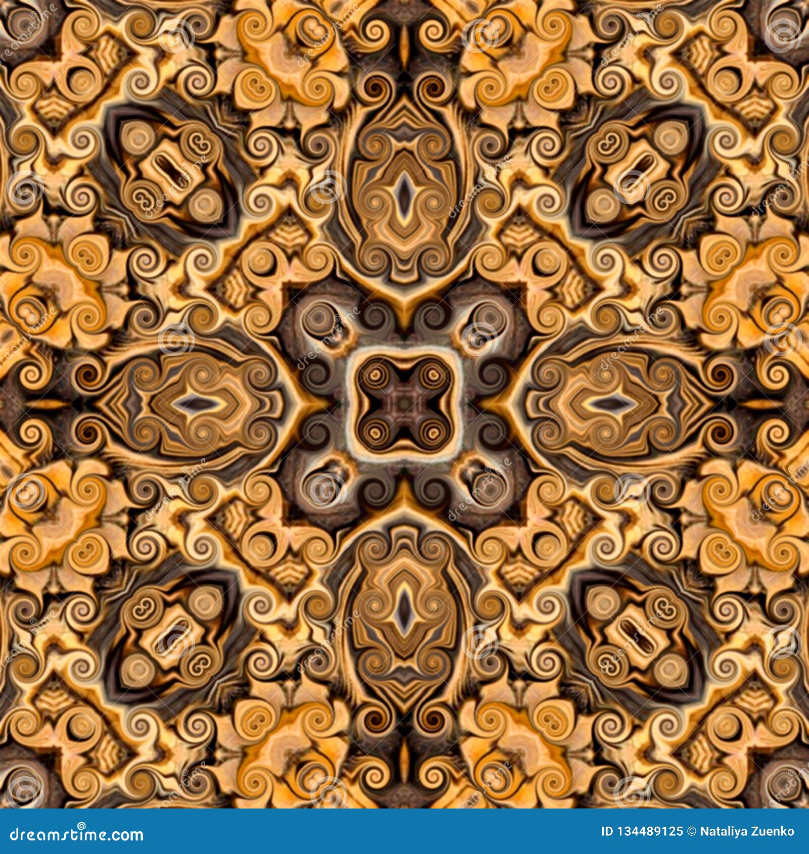 Seamless Raster Pattern in Oriental Style Flower Psychedelic Mosaic ...