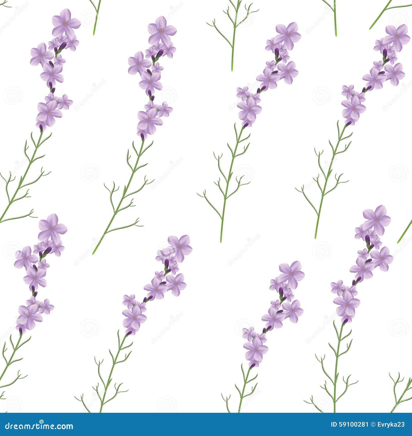 Seamless Realistic Lavender Flower Vector Illustration Pattern Stock ...
