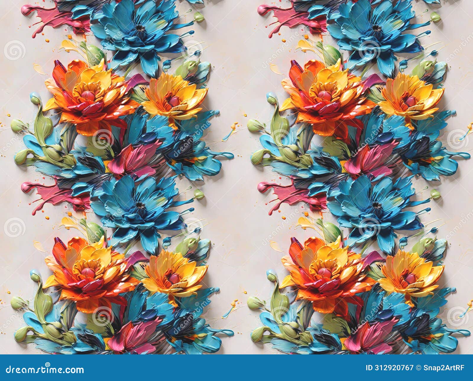 Seamless Rectangle Tile, 4 Combined For Visual Display, Thick Paint ...