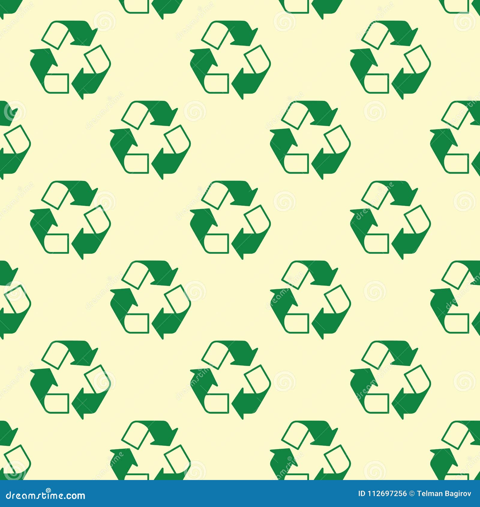 Seamless Recycle Sign Pattern on Yellow Background Stock Illustration ...