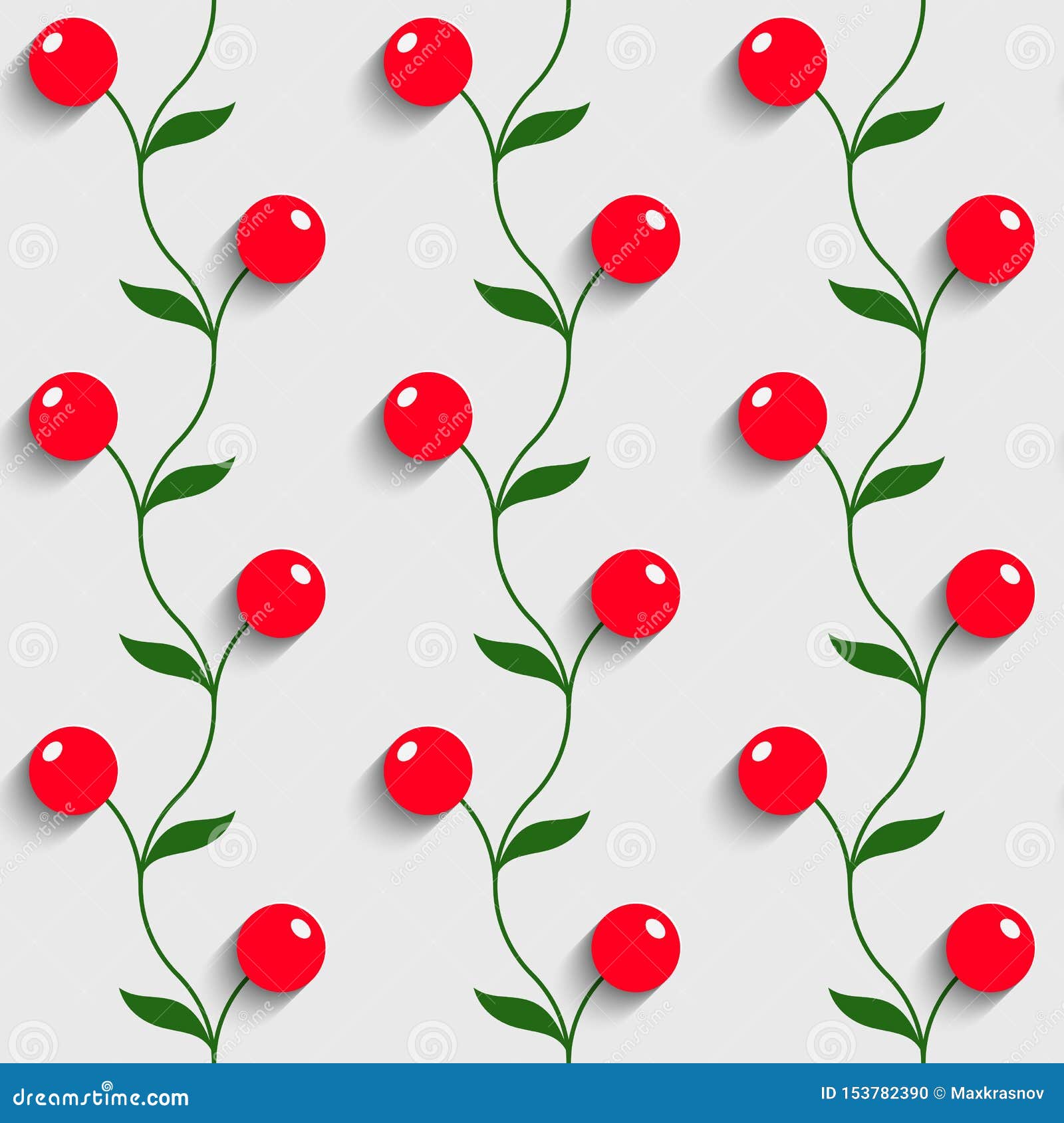 Seamless Red Berry Background. Vector Floral Pattern Stock Vector ...