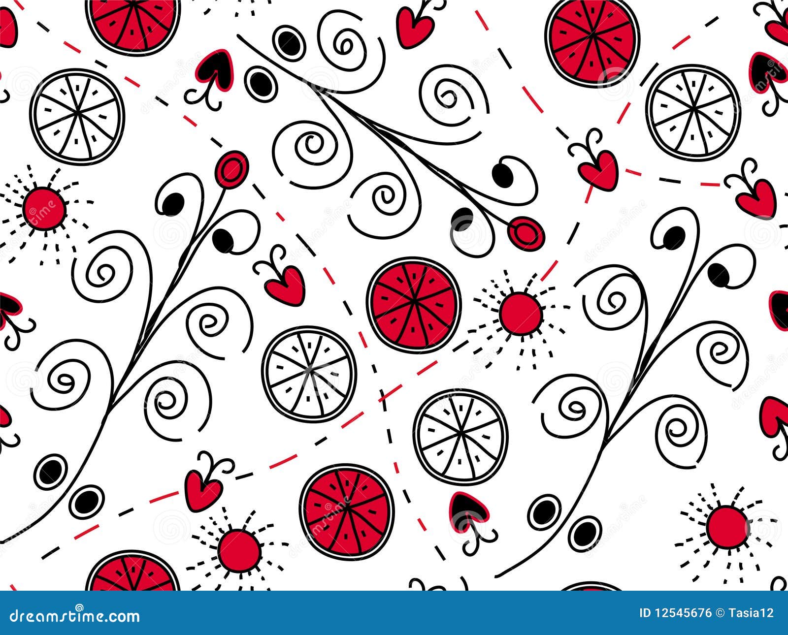 Seamless Red and Black Pattern Stock Vector - Illustration of scroll ...