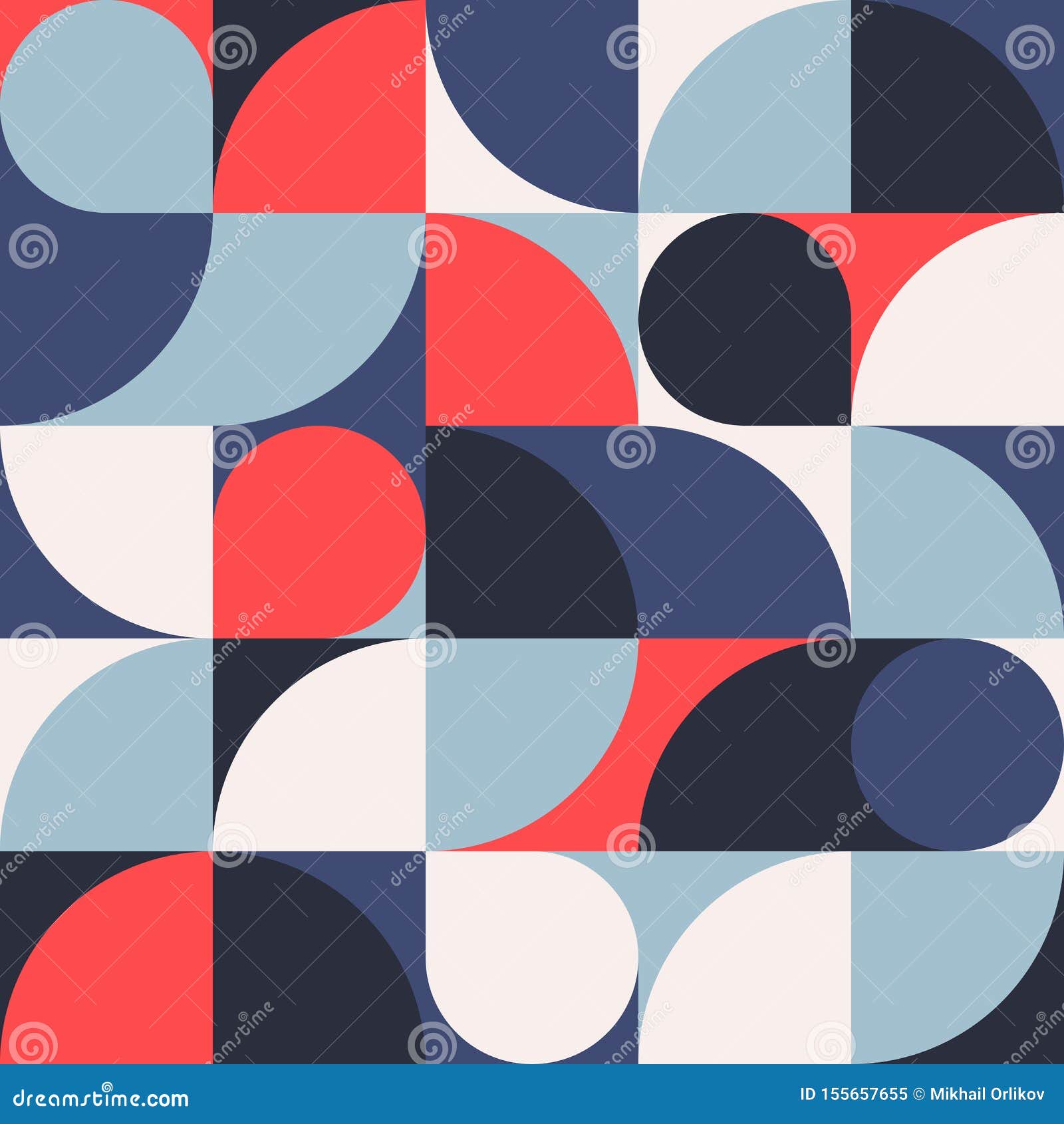 Seamless Red-blue Abstract Geometric Print. Vector Multi Colored ...