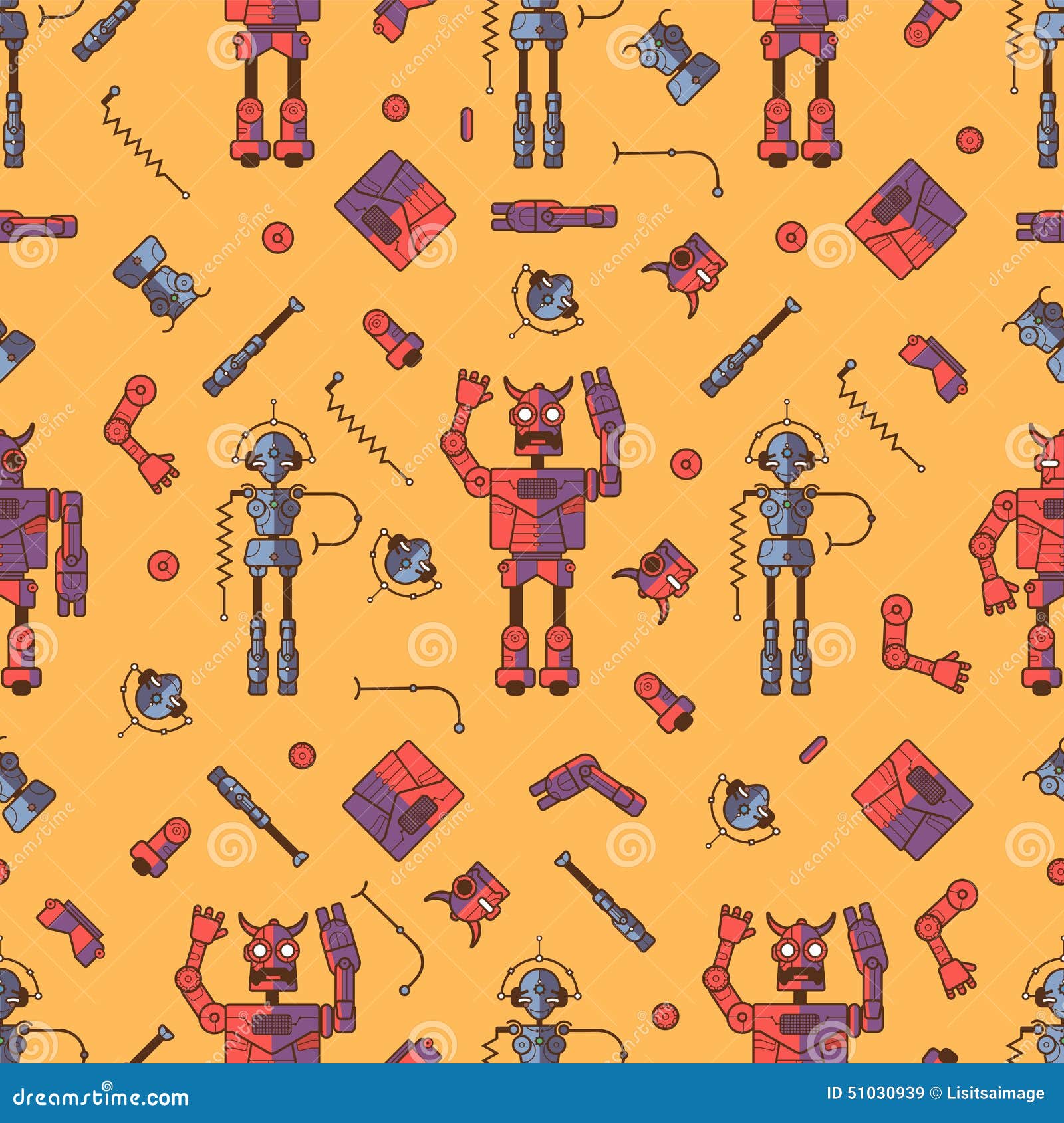 Seamless Red Bot pattern stock vector. Illustration of cubes - 51030939