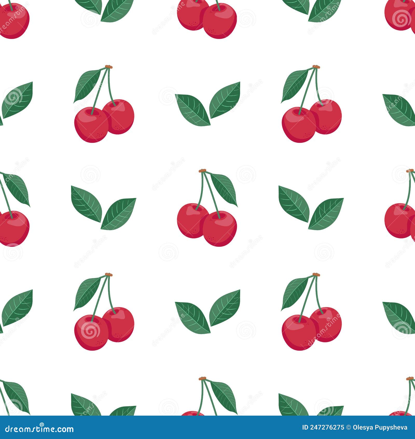 Seamless Red Cherry Pattern Design Stock Vector - Illustration of ...