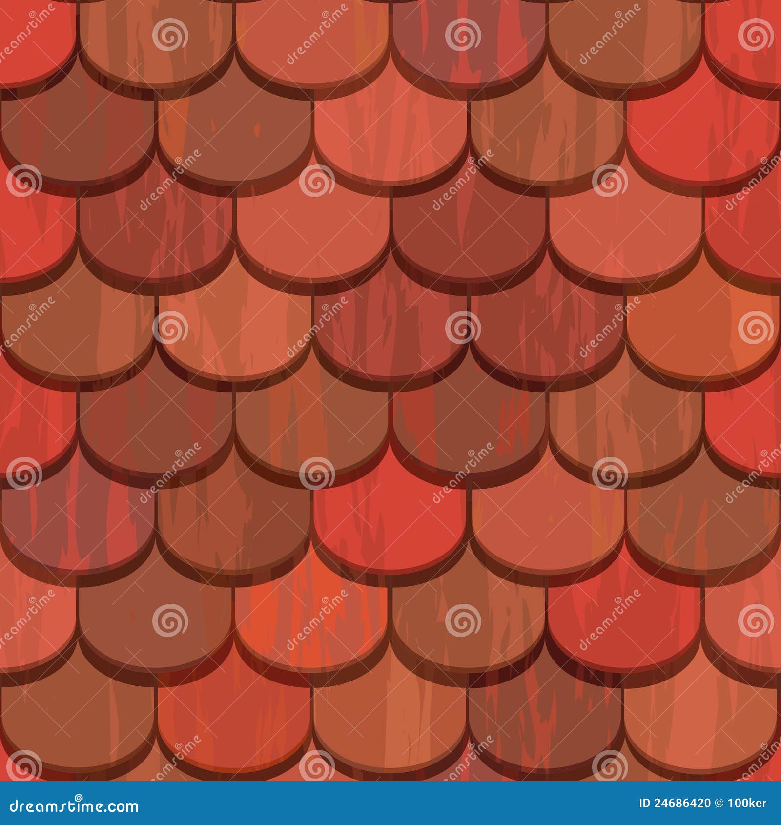 Seamless Red Clay Roof Tiles Stock Vector - Illustration of material ...