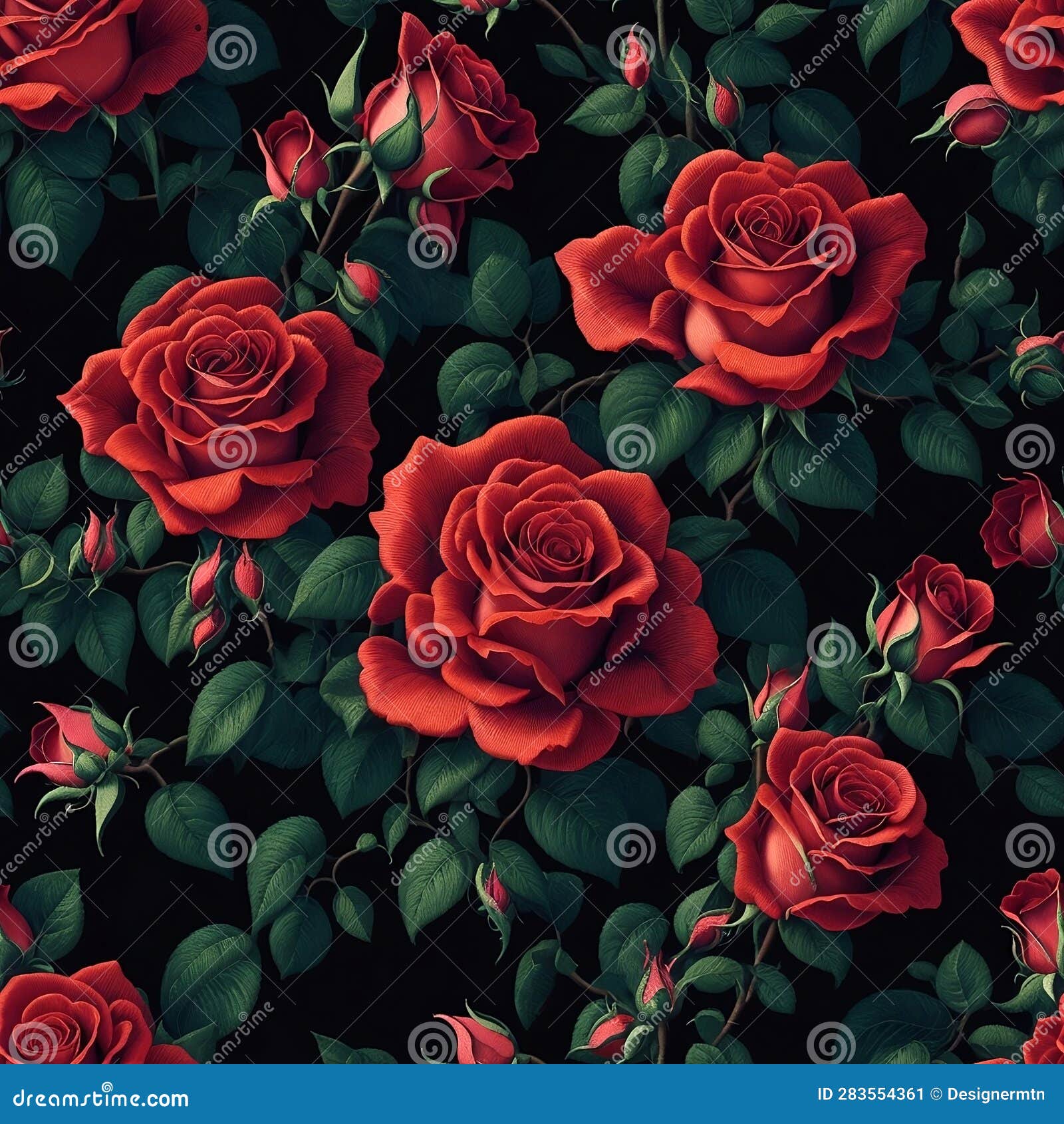 Seamless Red Embroidery Roses Pattern, Textile Design Stock ...