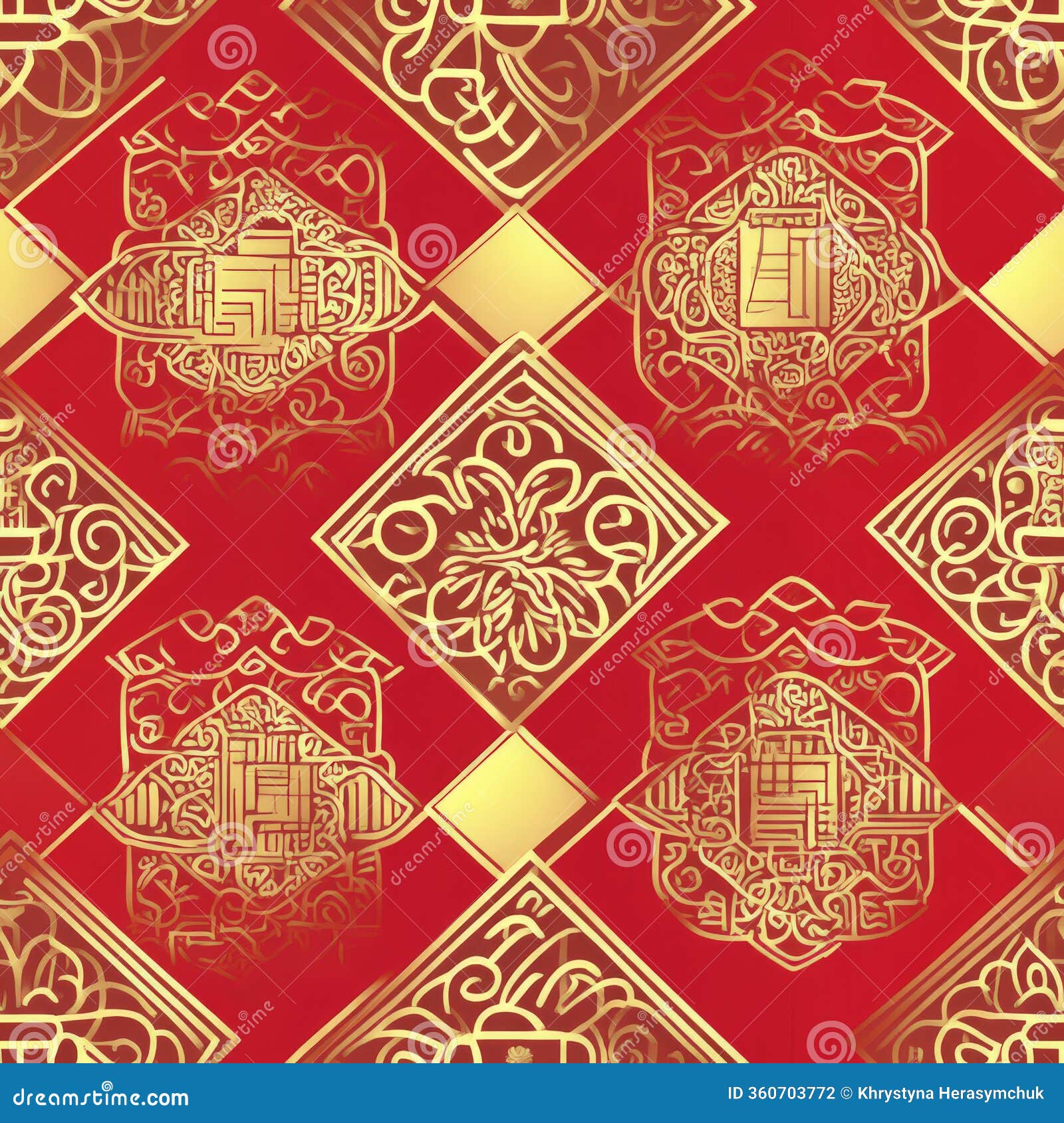 A Seamless Red Envelope Pattern with Intricate Gold Patterns and Lucky ...