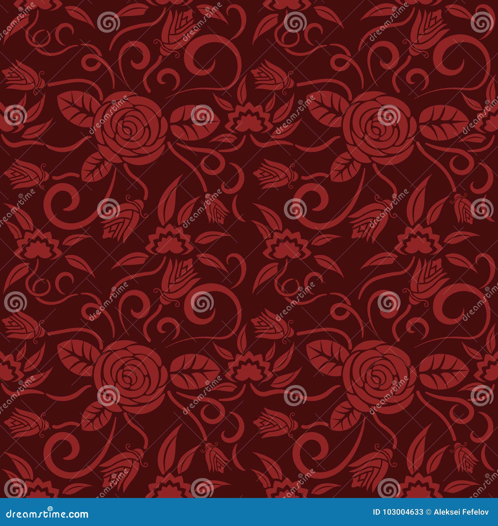 Seamless Red Floral Pattern, Vector. Endless Texture Can Be Used for ...