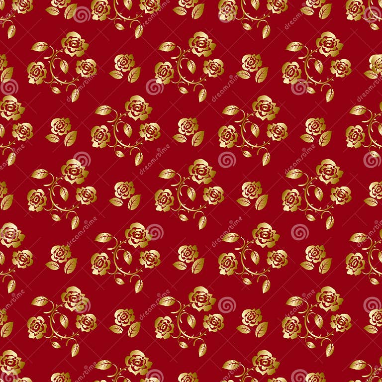 Seamless Red and Gold Floral Pattern Stock Vector - Illustration of ...
