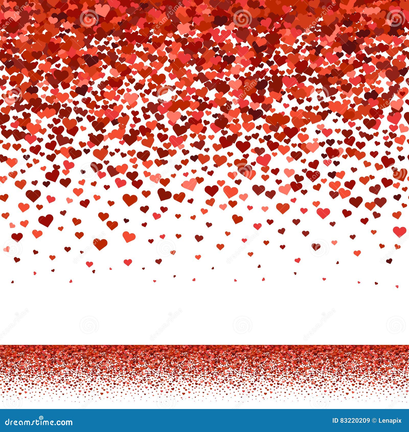 Seamless Red Hearts Fall Upper Border Stock Vector - Illustration of ...