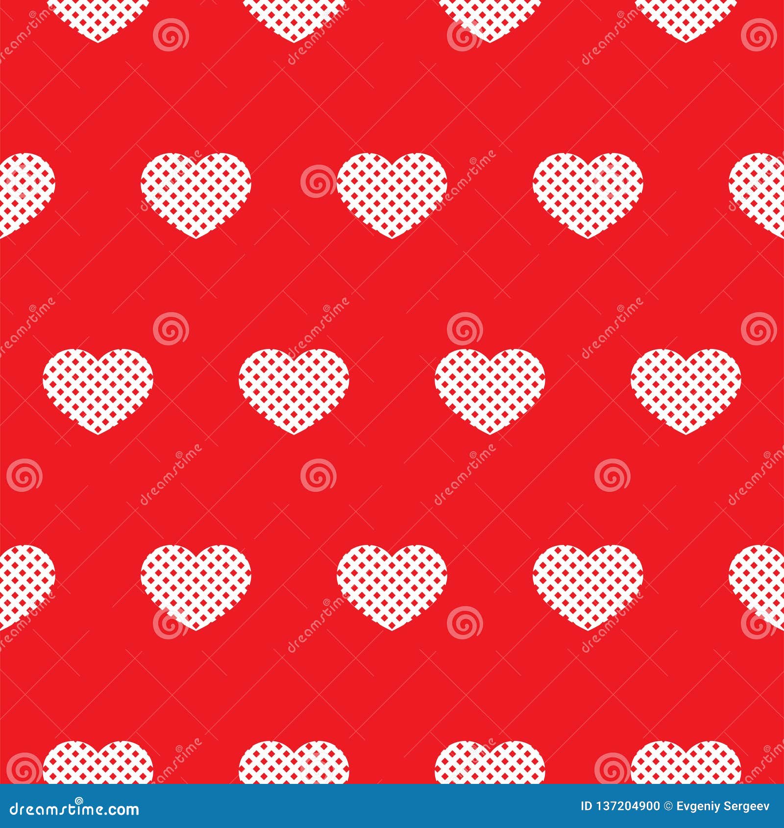 Seamless Red Pattern with Hearts. Vector Stock Vector - Illustration of ...
