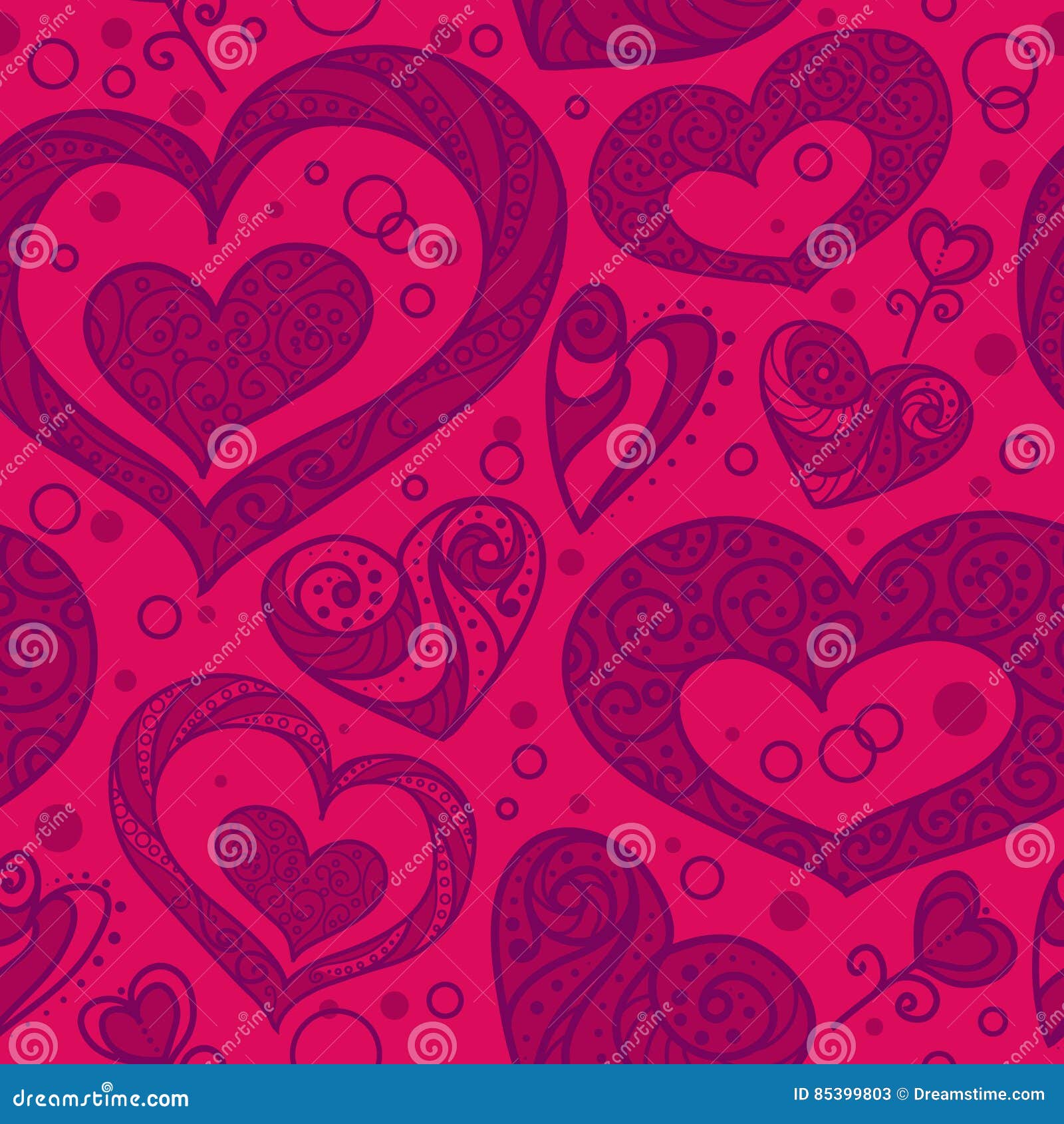 Seamless Red Pattern with Hearts. Stock Vector - Illustration of lines ...