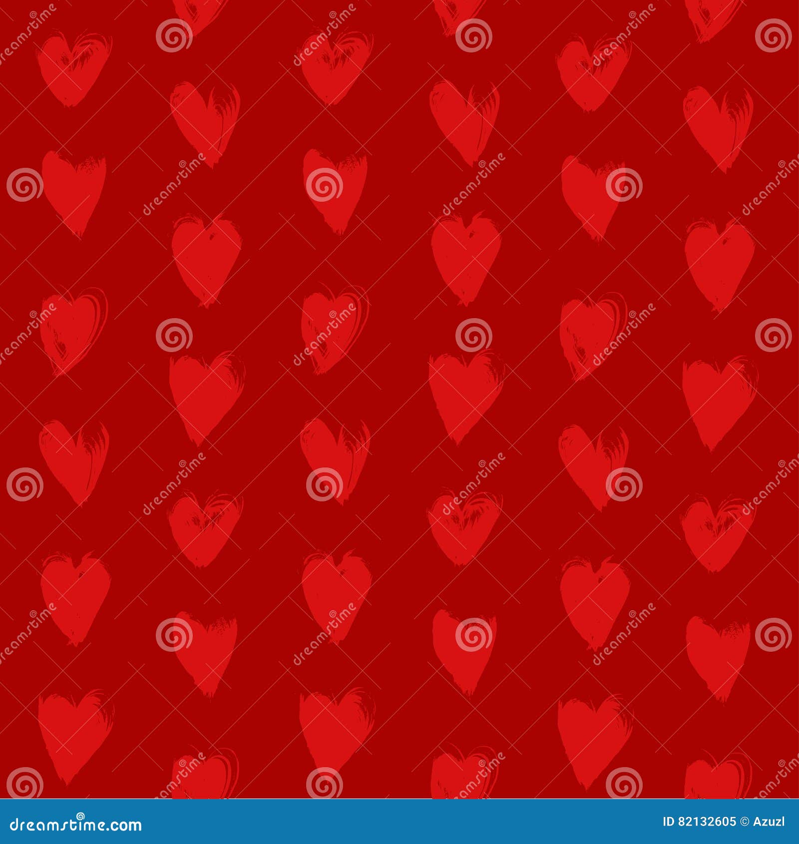 Seamless Red Pattern from Red Textured Heart Shapes Smears Stock Vector ...
