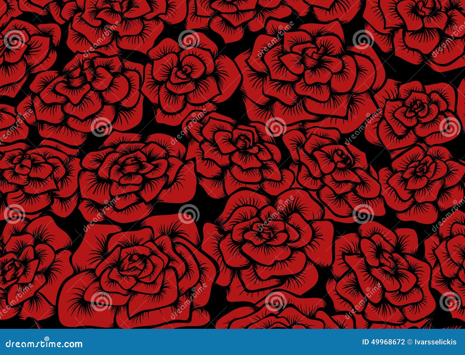 Seamless Red Rose Background. Stock Vector - Illustration of bloom ...
