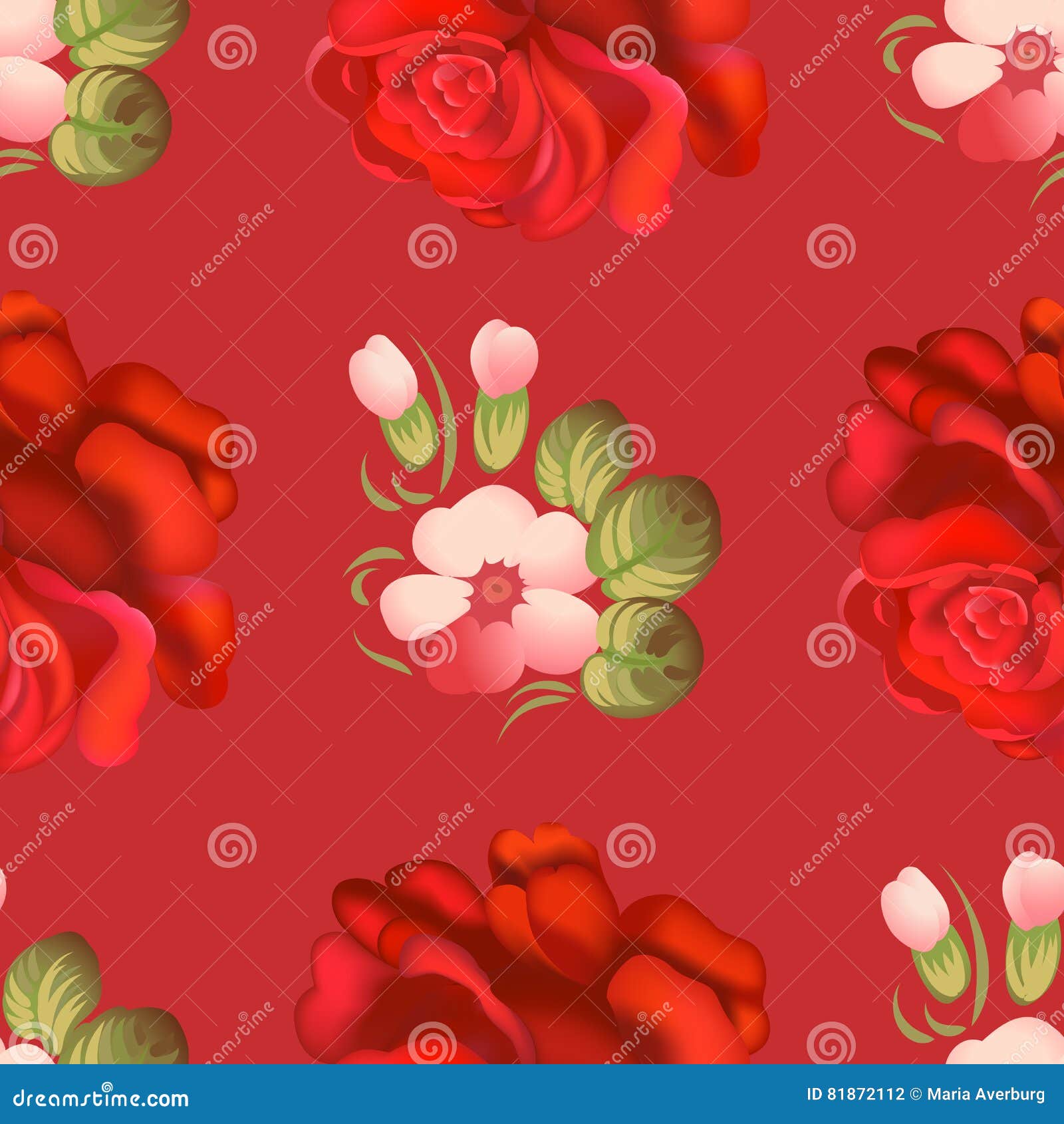 Seamless Red Roses Pattern. Vector Illustration Stock Vector ...