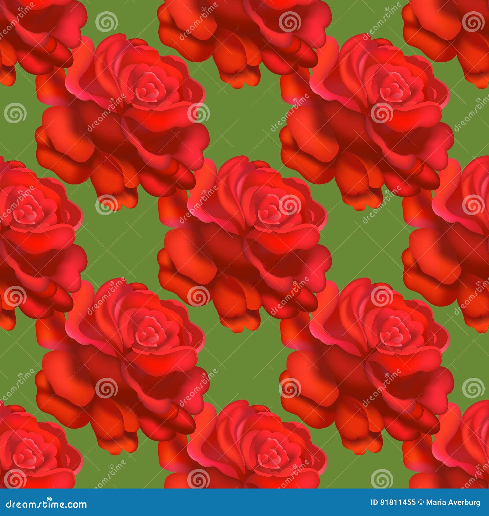 Seamless Red Roses Pattern. Vector Illustration Stock Vector ...