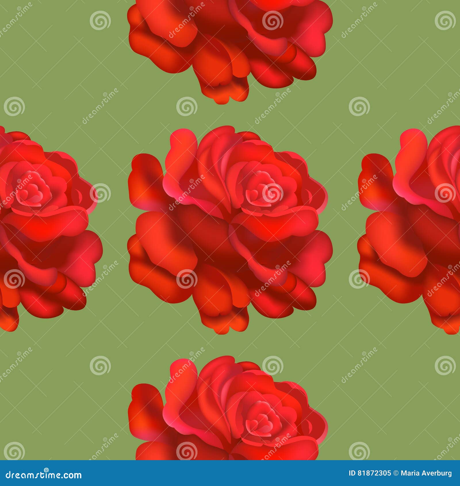 Seamless Red Roses Pattern. Vector Illustration Stock Vector ...