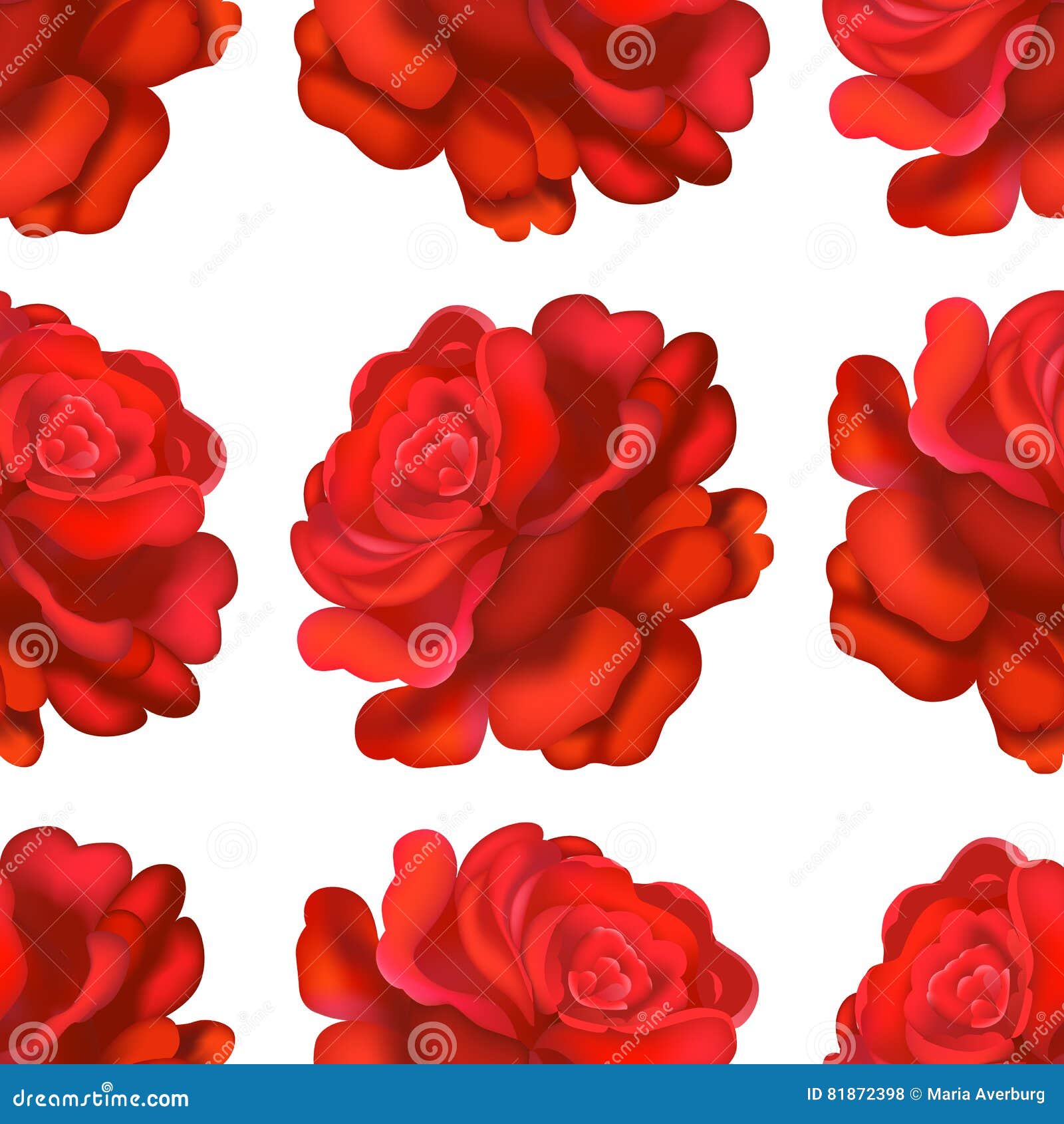 Seamless Red Roses Pattern. Vector Illustration Stock Vector ...