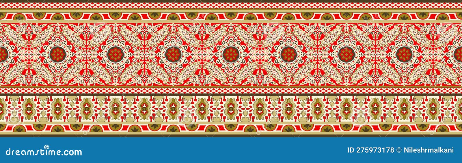 Seamless Red Tribal Border Design Stock Illustration - Illustration of ...