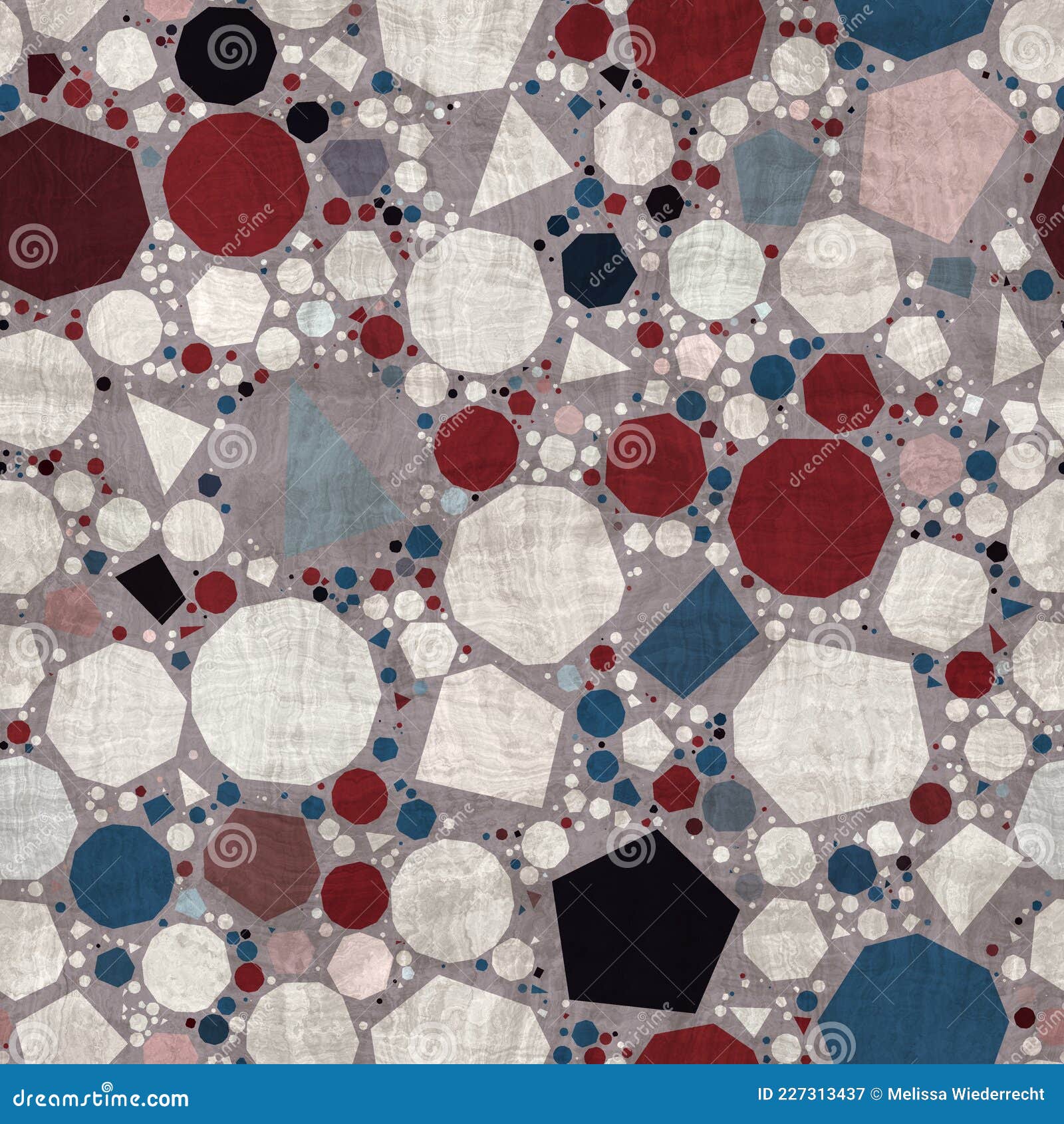 Seamless Red White and Blue Pattern of Packed Polygons with Overlay ...