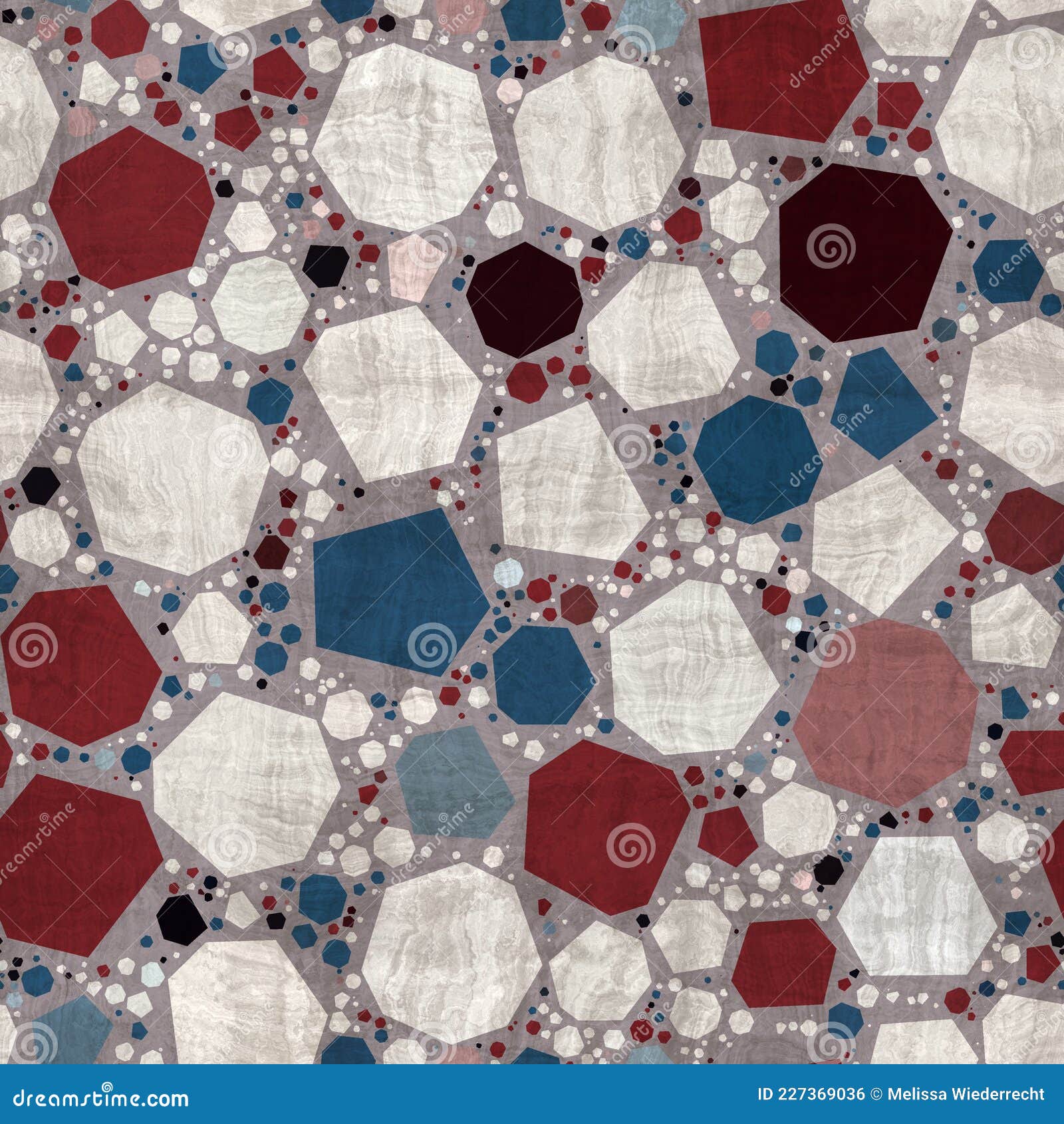 Seamless Red White and Blue Pattern of Packed Polygons with Overlay ...
