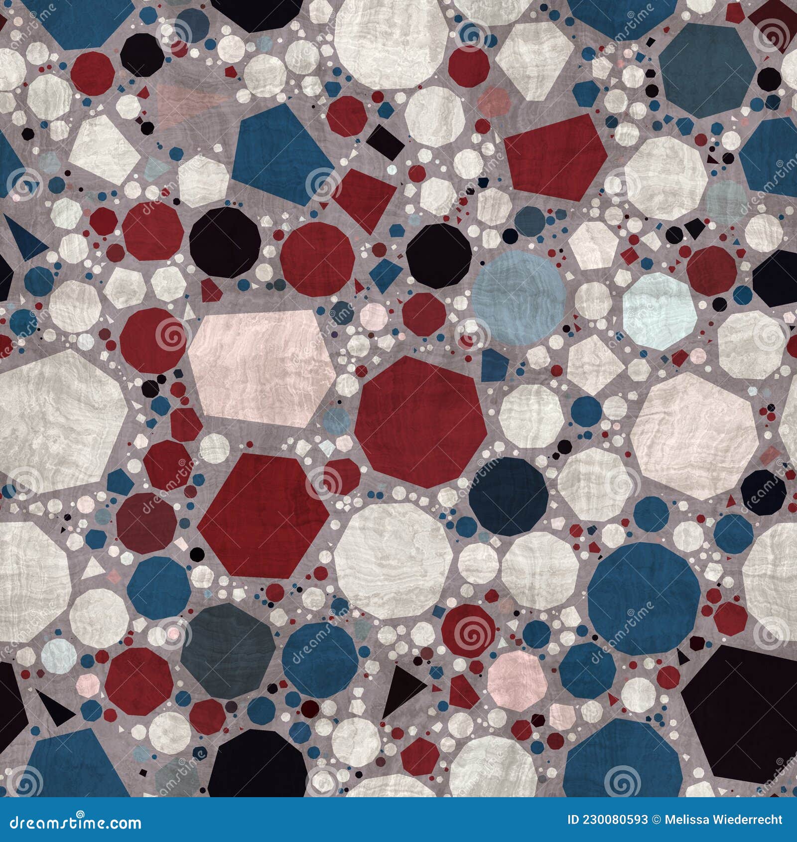 Seamless Red White and Blue Pattern of Packed Polygons with Overlay ...