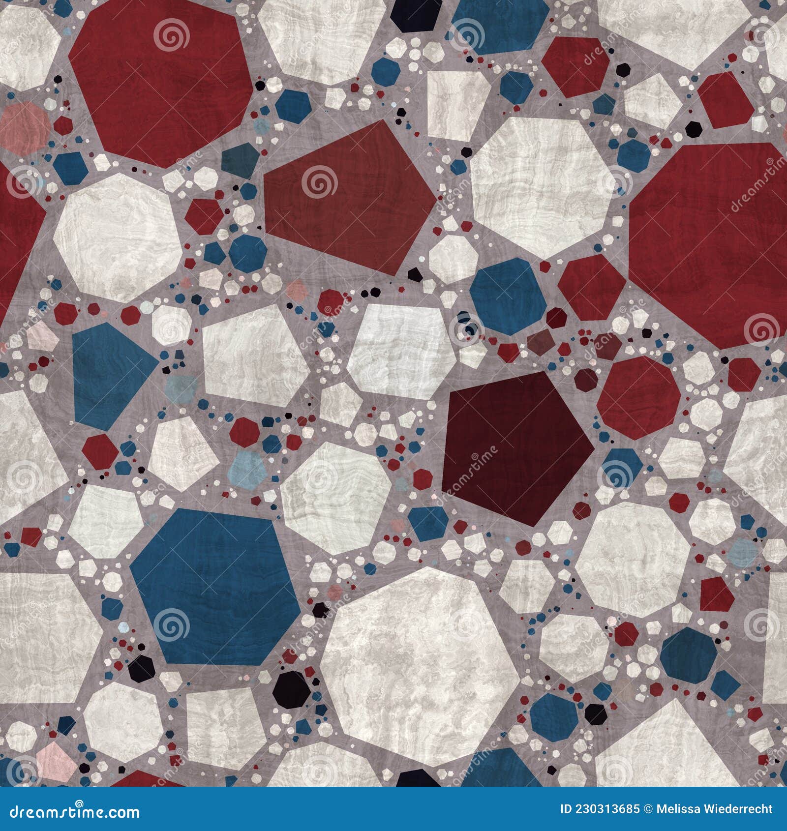 Seamless Red White and Blue Pattern of Packed Polygons with Overlay ...