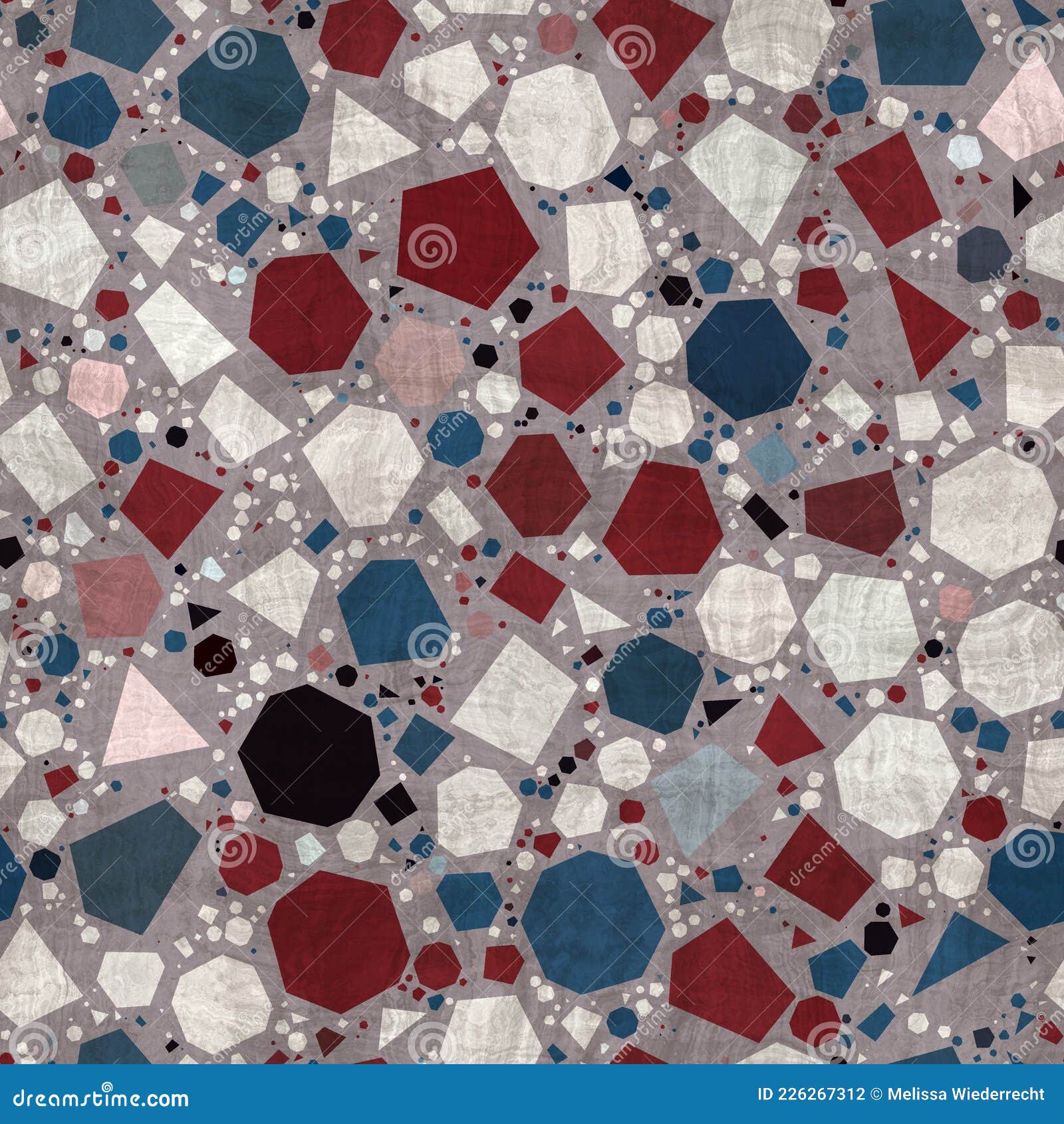 Seamless Red White and Blue Pattern of Packed Polygons with Overlay ...