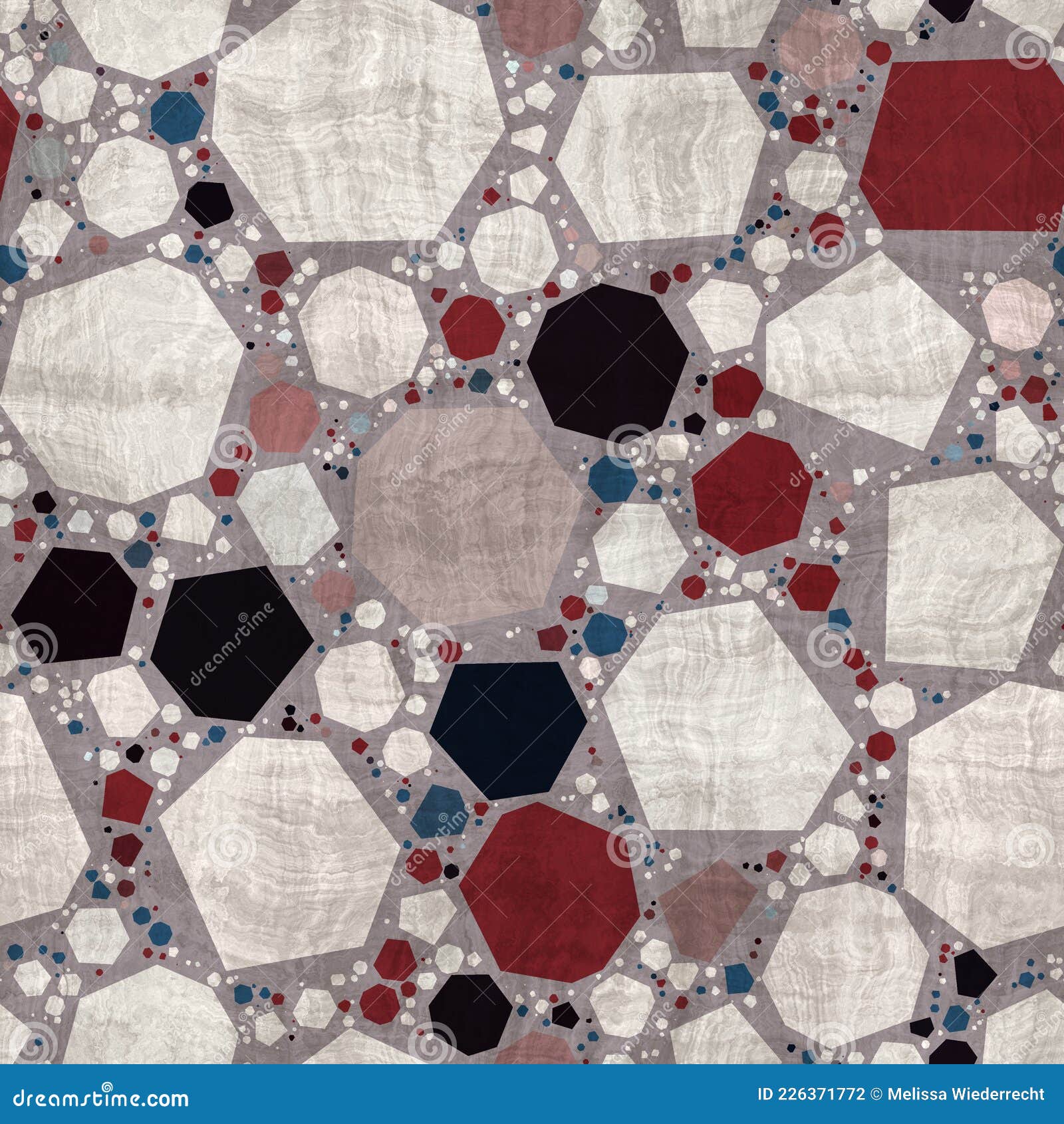 Seamless Red White and Blue Pattern of Packed Polygons with Overlay ...