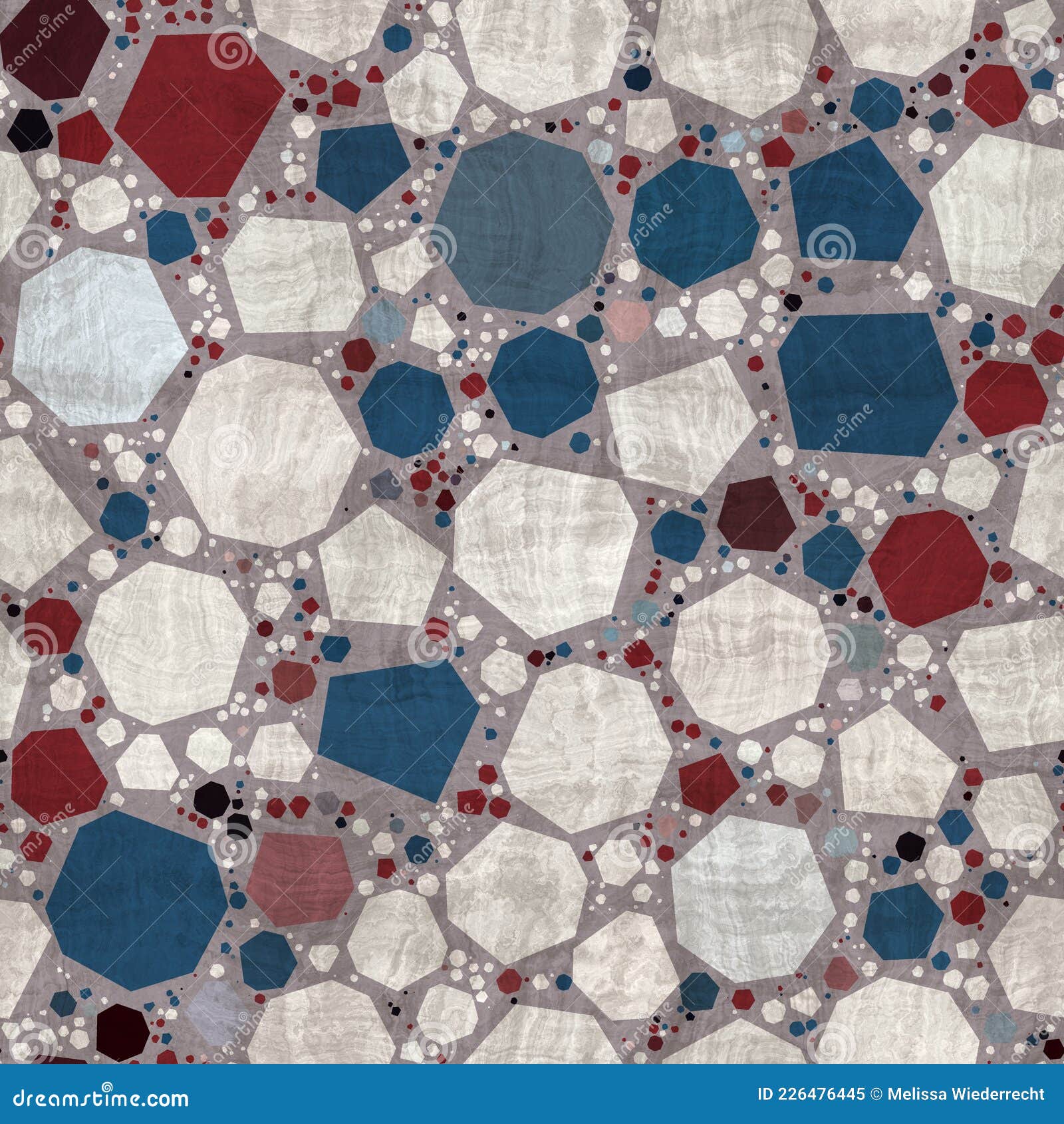 Seamless Red White and Blue Pattern of Packed Polygons with Overlay ...