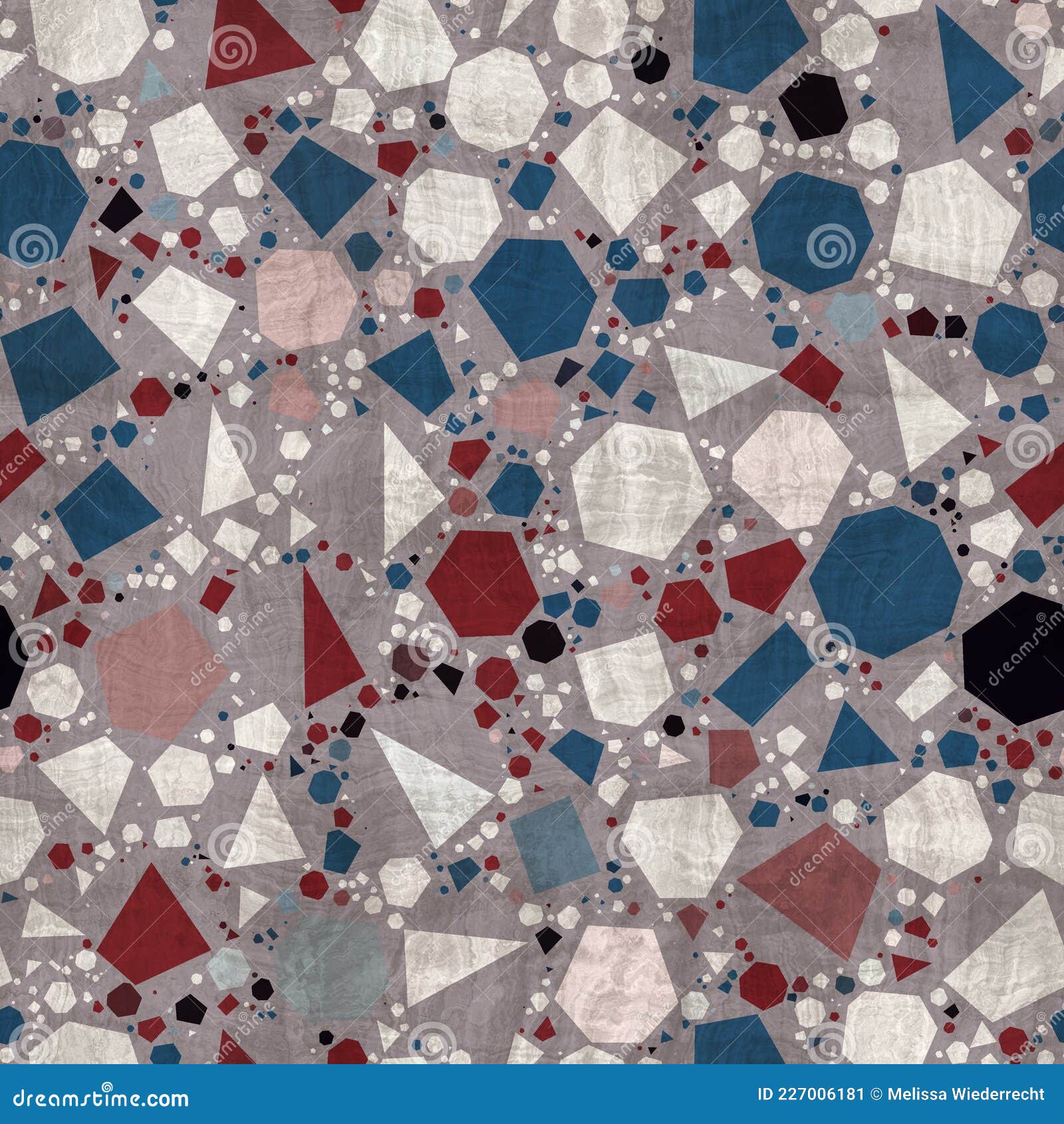 Seamless Red White and Blue Pattern of Packed Polygons with Overlay ...